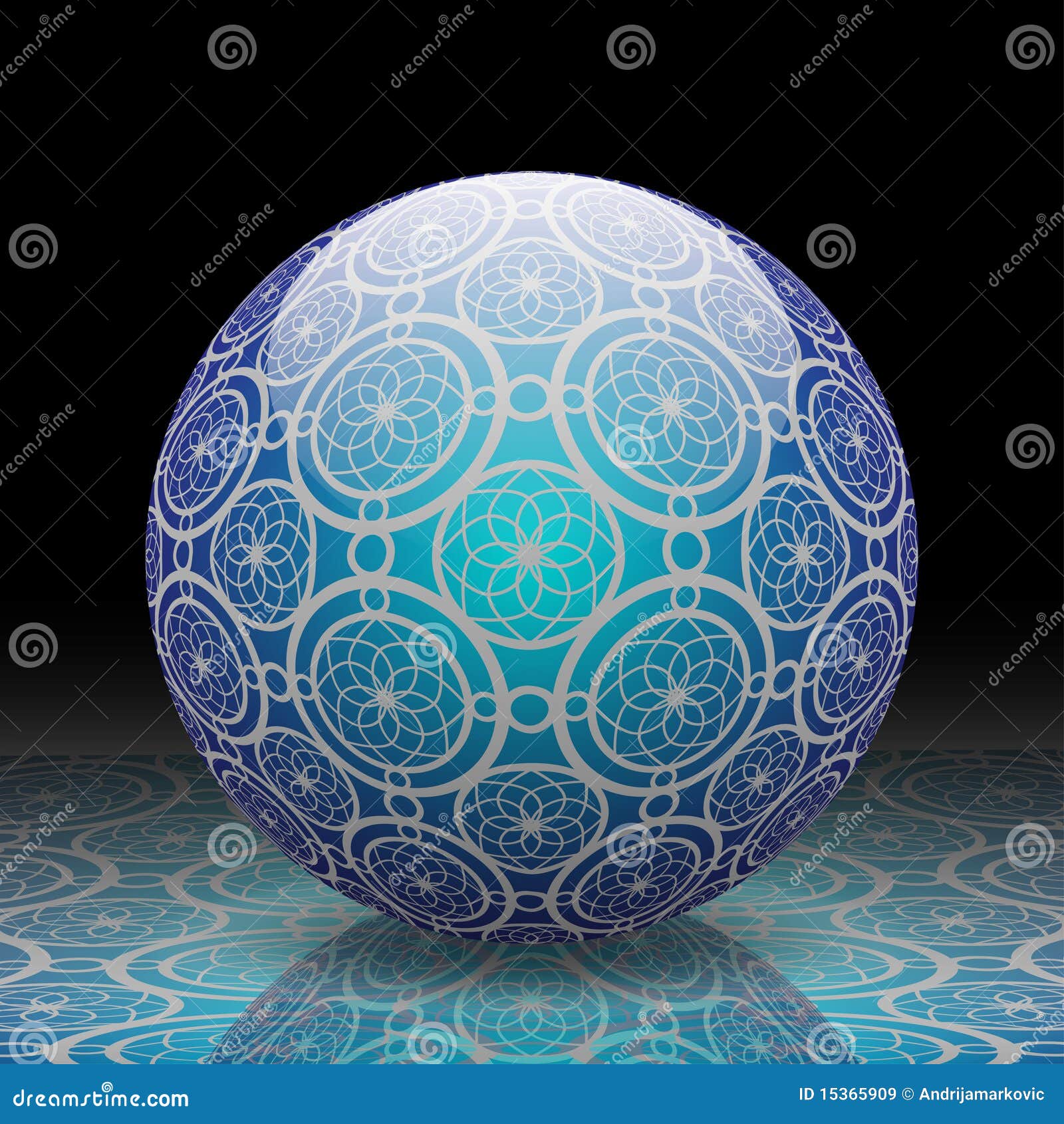 Blue decorative ball stock vector. Illustration of technology - 15365909