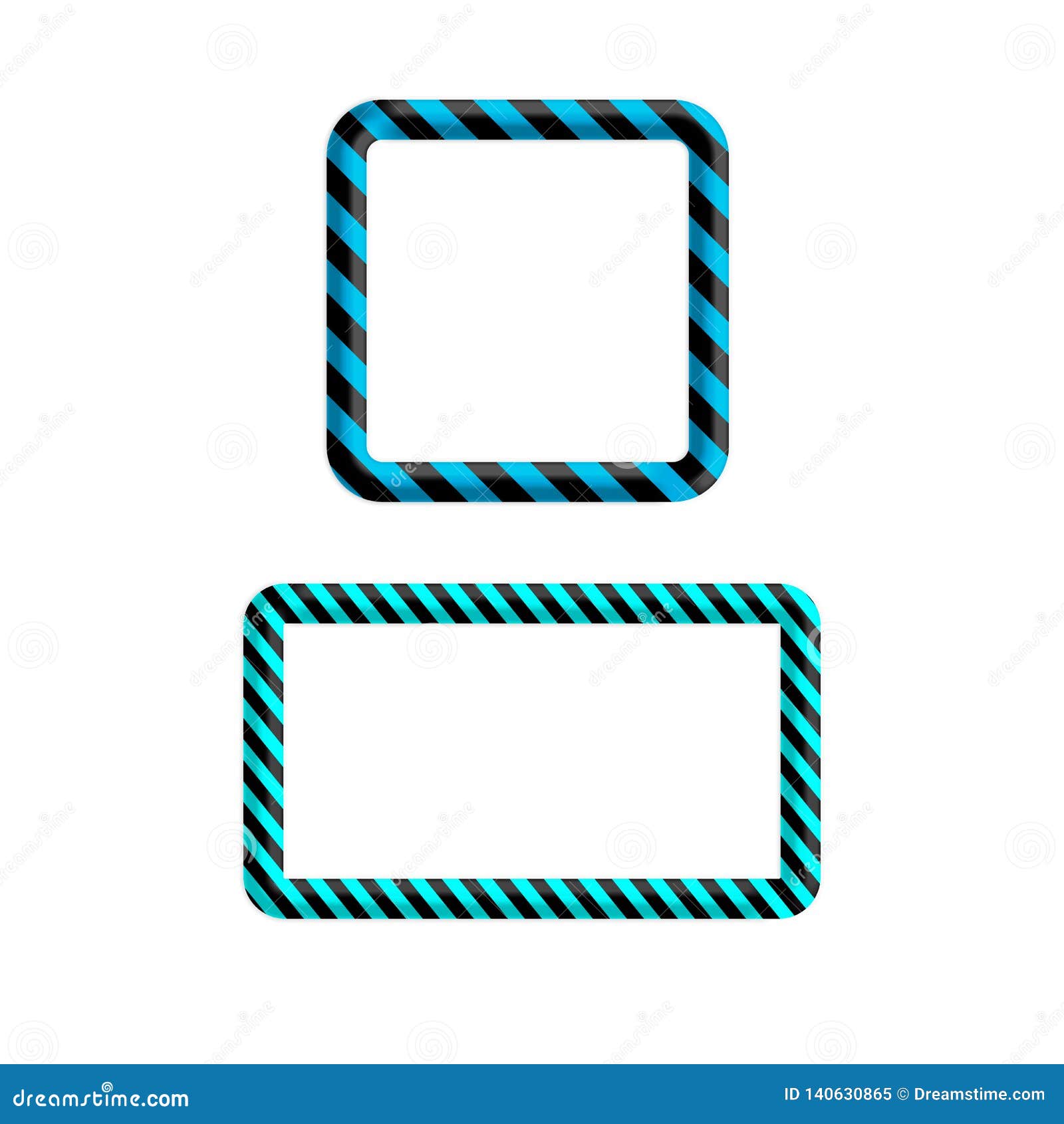 Blue Decorative Border Frames. Diagonal Stripes Pattern. Abstract ...