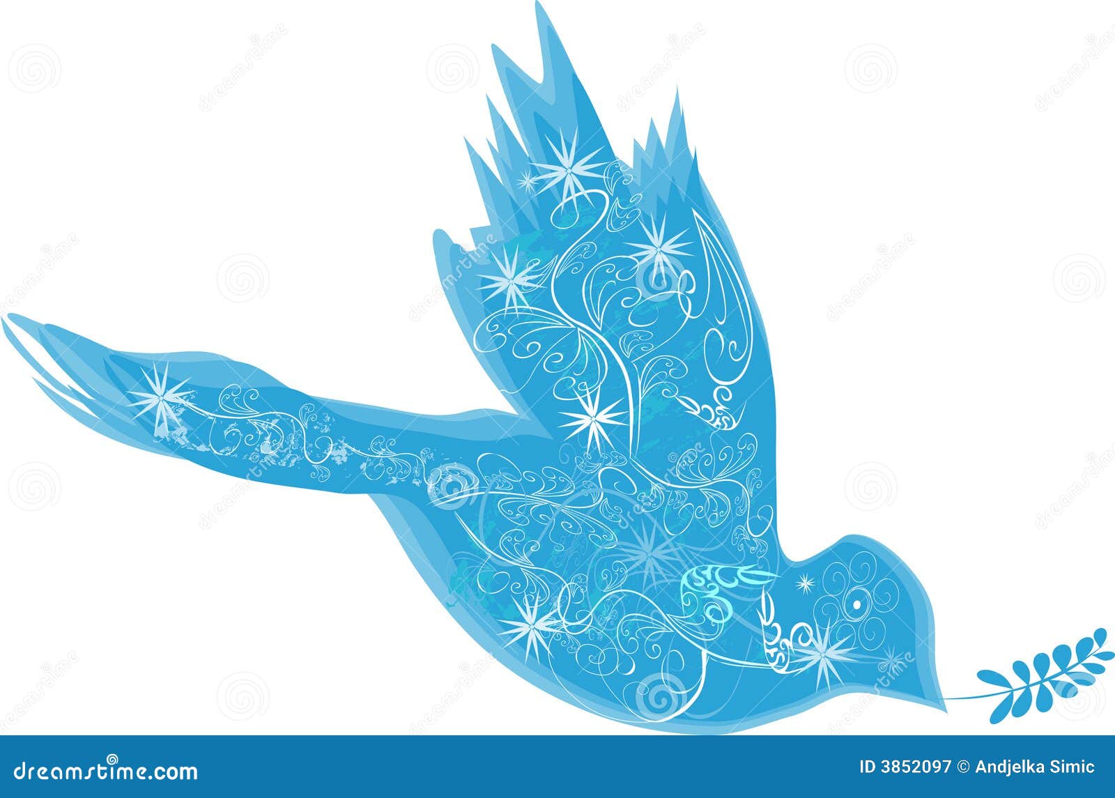 Blue decorative dove stock vector. Illustration of romantic - 3852097