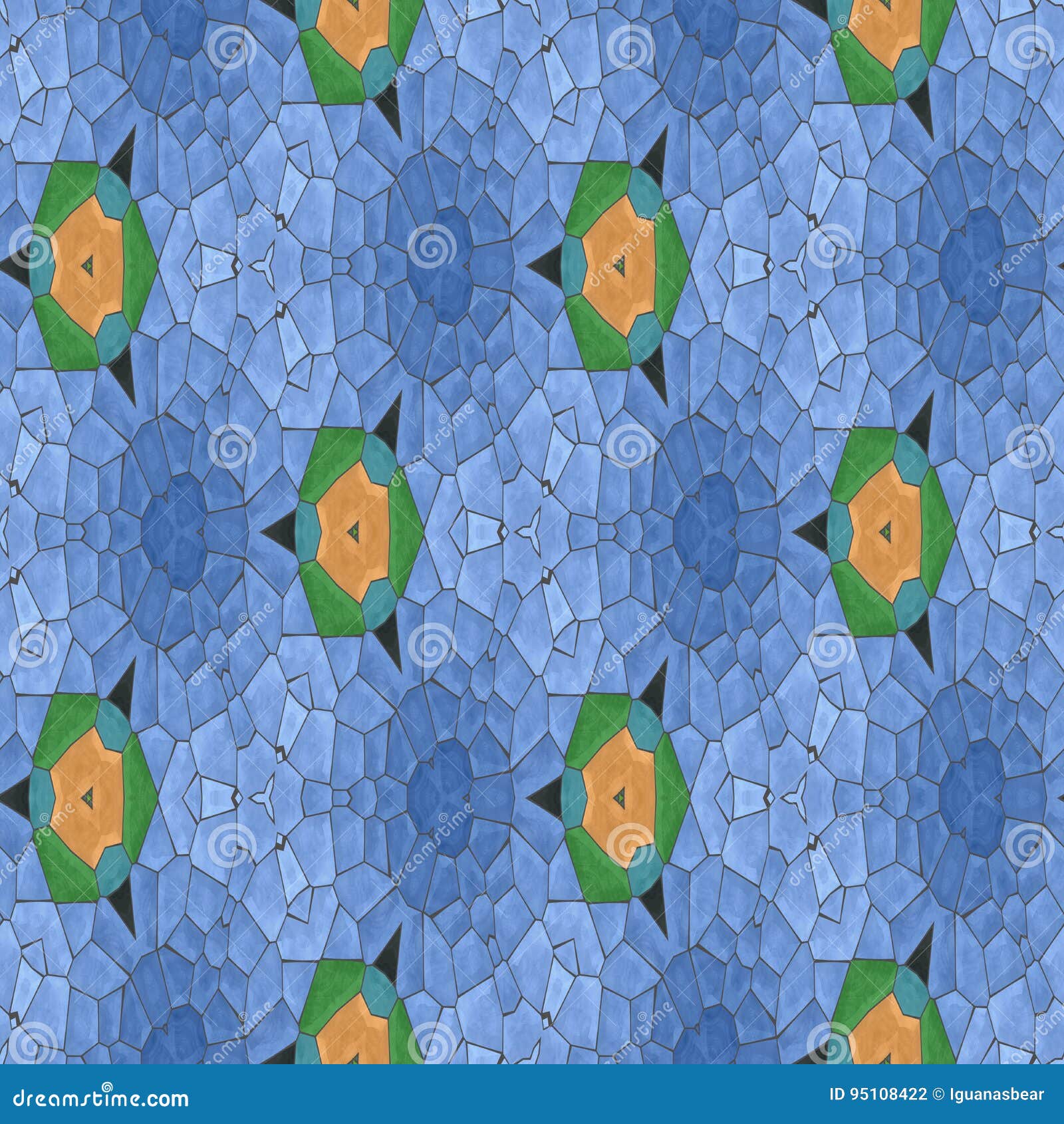 Blue Decorative Mosaic Pattern Stock Illustration - Illustration of ...