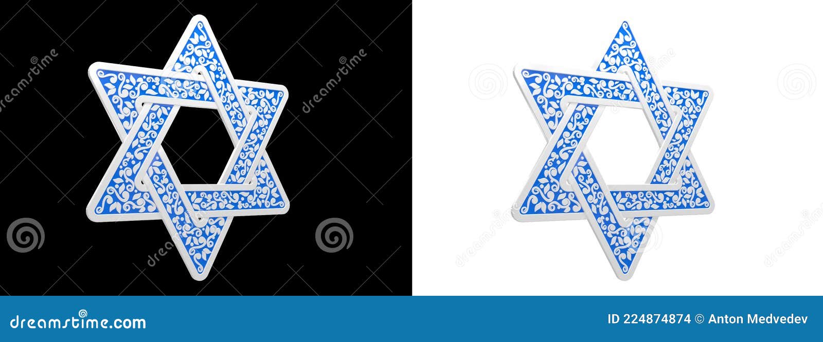 Blue Decorative Pattern Magen David Isolated - Computer Generated ...