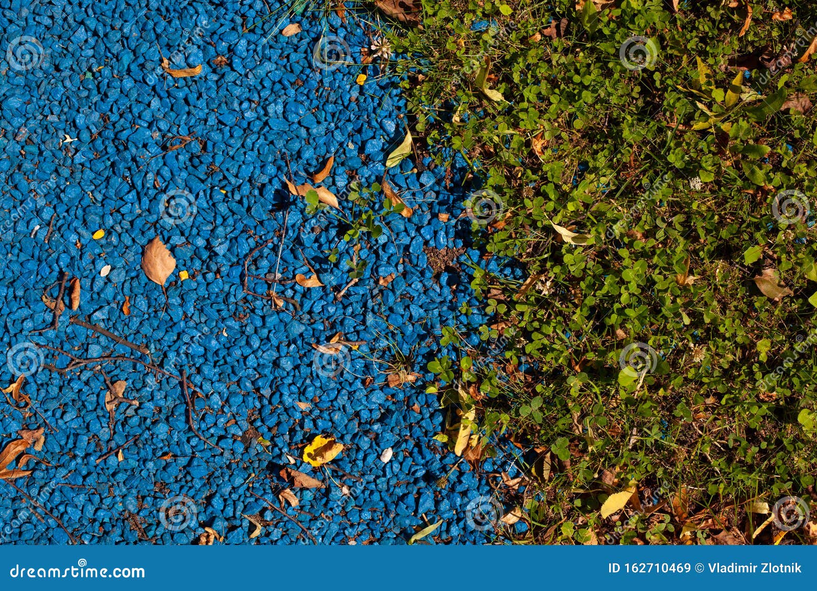 Blue Decorative Stones with Green Grass Stock Image - Image of abstract ...