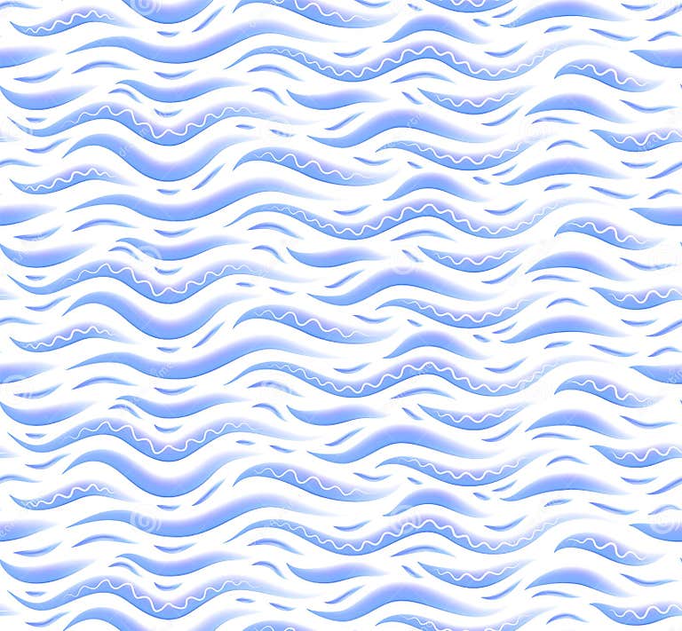 Blue Decorative Stylized Waves Vector Seamless Pattern Stock Vector ...