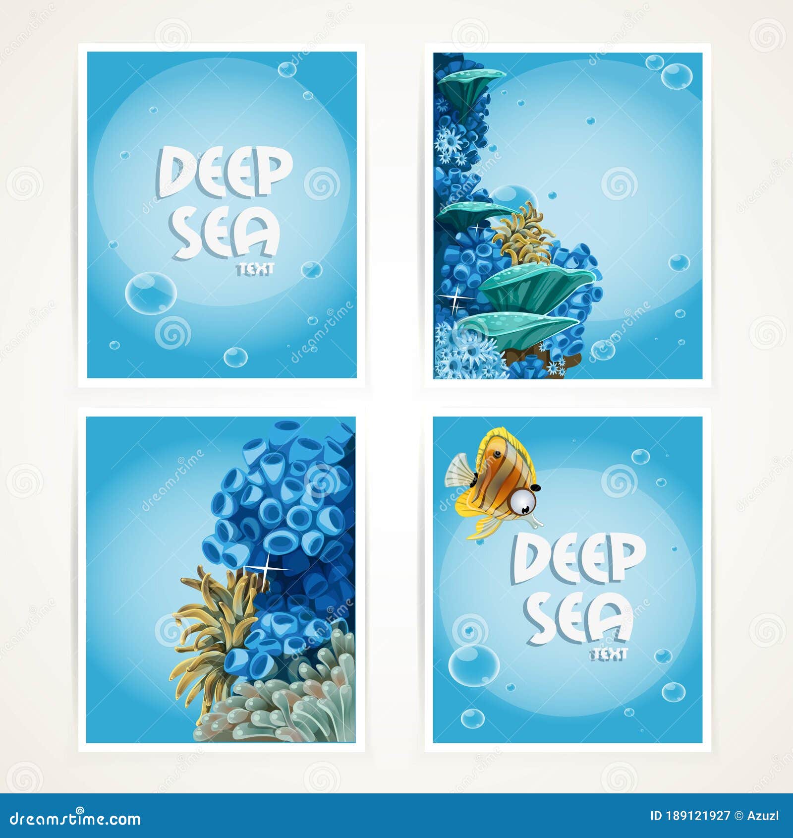Blue deep sea banner set stock vector. Illustration of indonesia ...