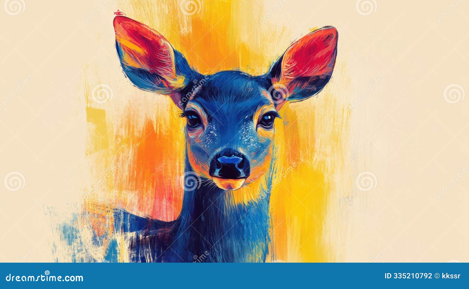 Blue Deer Illustration, a Vibrant Illustration of a Blue Deer on a ...