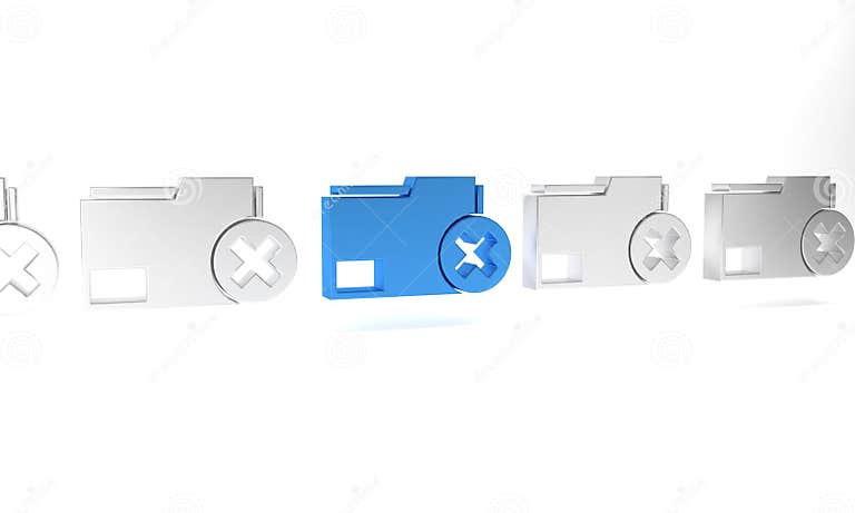 Blue Delete Folder Icon Isolated on White Background. Delete or Error ...