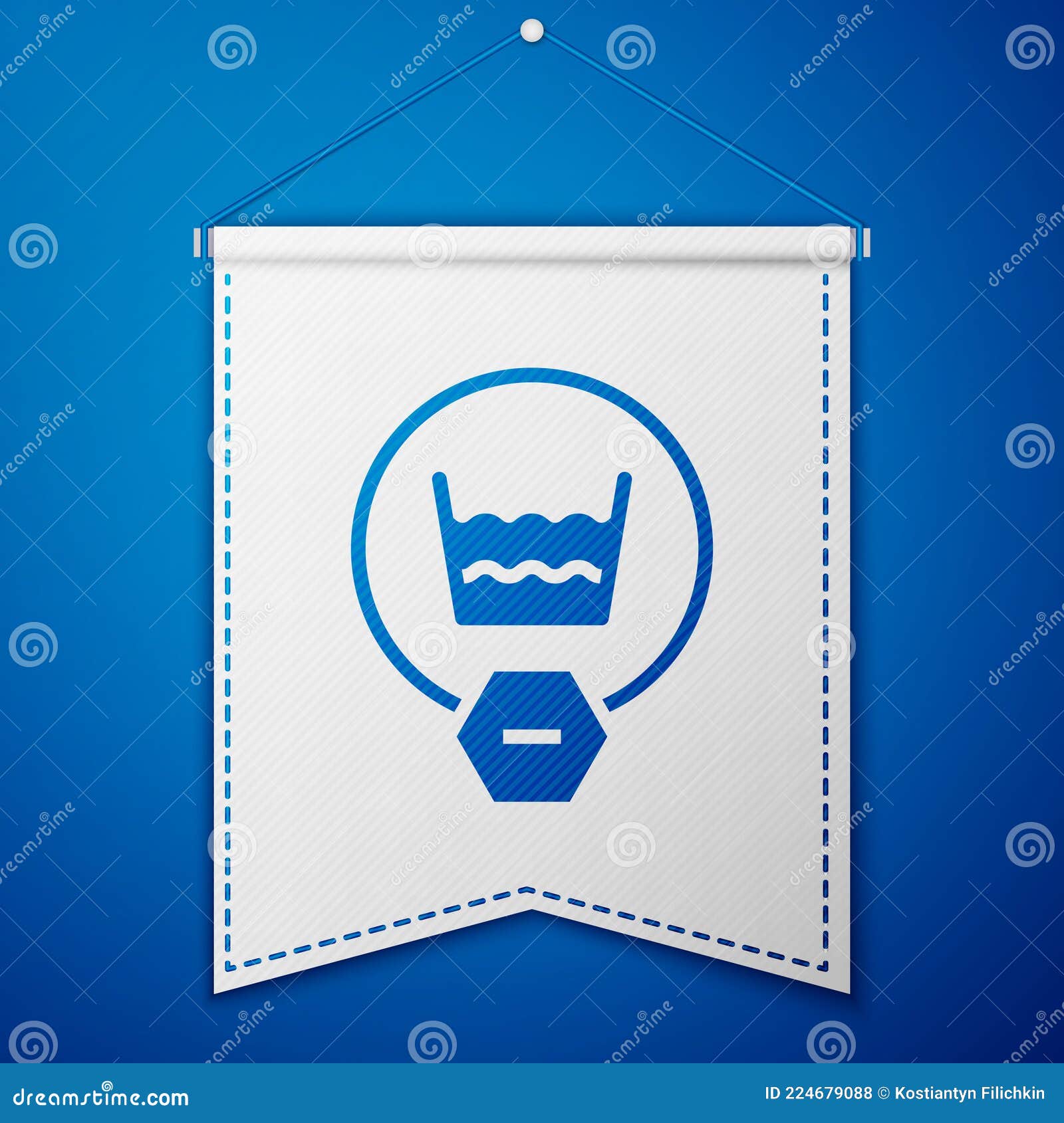 Blue Delicate Wash Icon Isolated on Blue Background. White Pennant ...