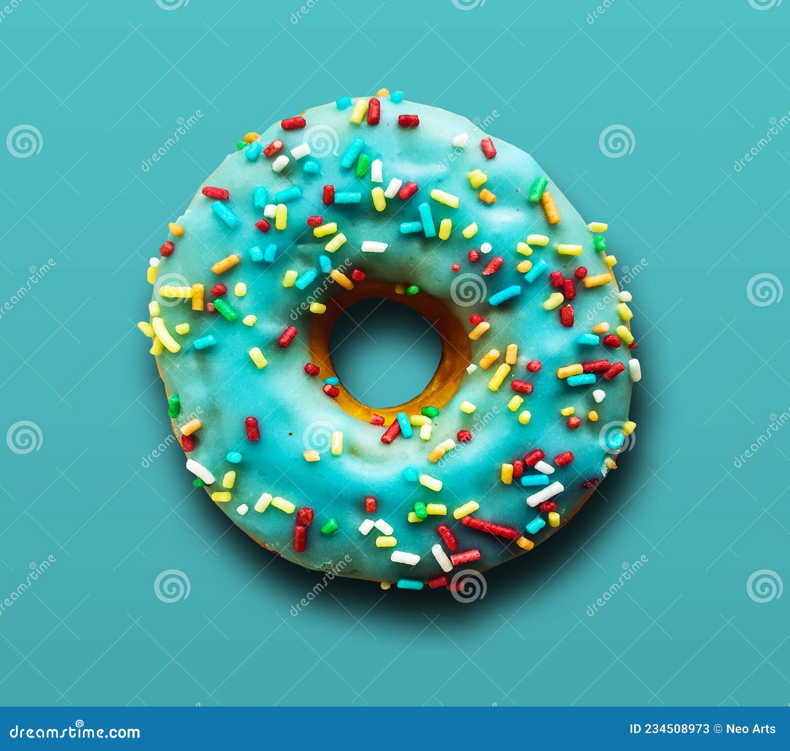 Blue Delicious Doughnut Top View Stock Image - Image of usage, cake ...