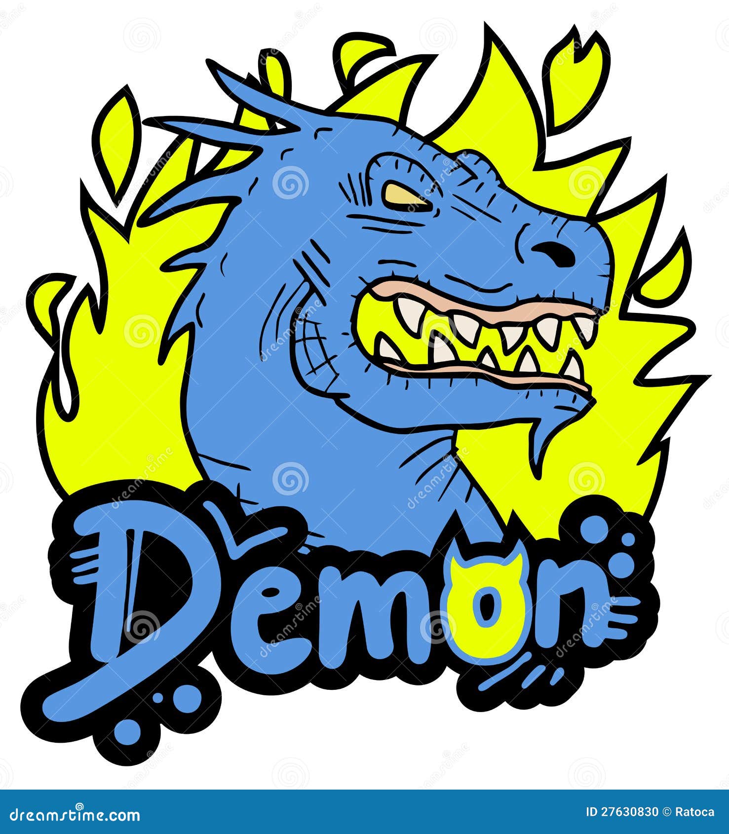 Blue demon stock vector. Illustration of teeth, light - 27630830