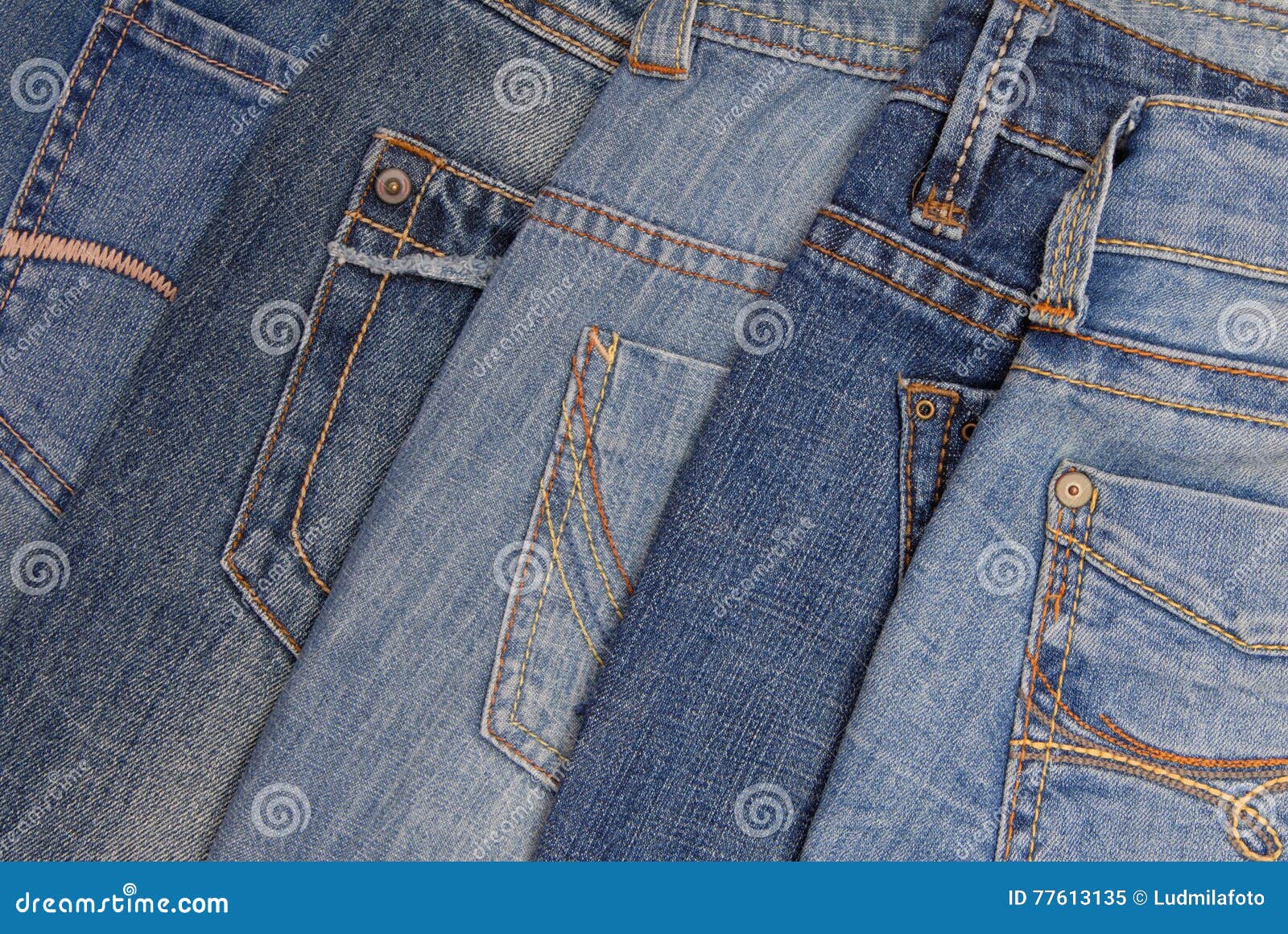 Blue Denim Background, Pile of Jeans, Back Side Stock Image - Image of ...