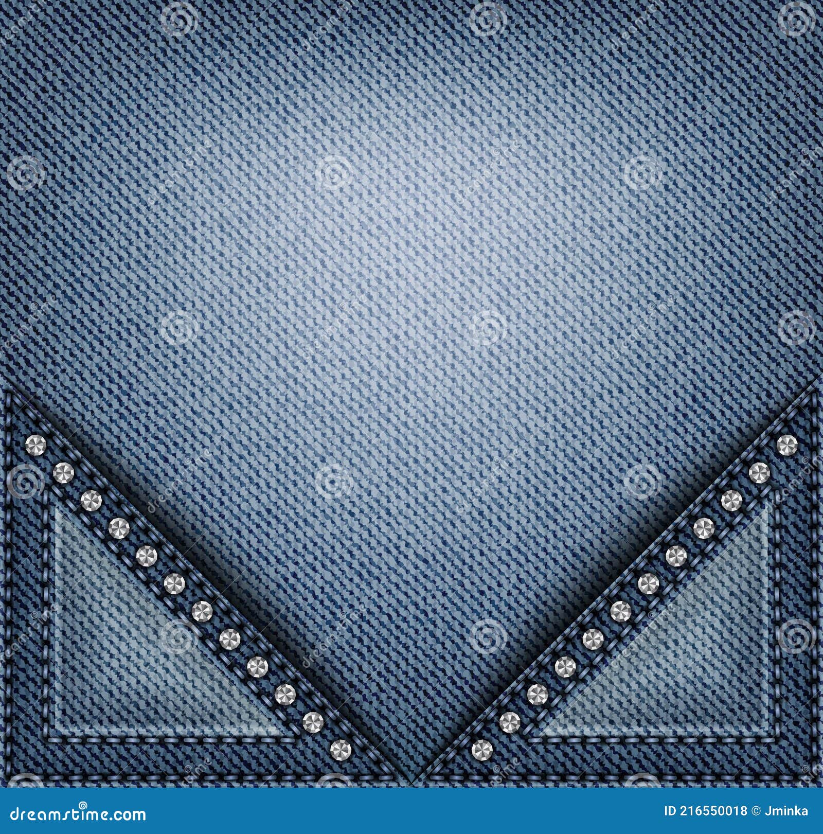 Blue Denim Banner with Triangle Pockets with Stitches and Sequins Stock ...