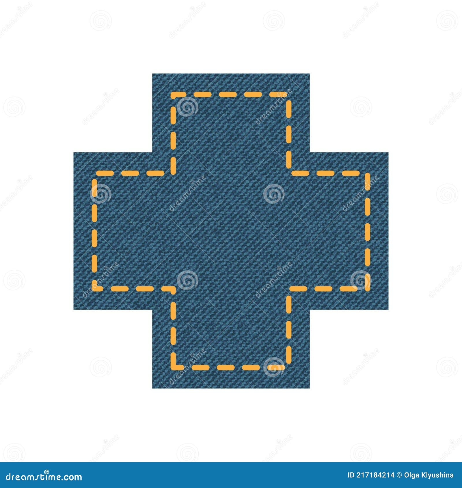 Blue Denim Design with Cross with Stitcher. Stock Vector - Illustration ...