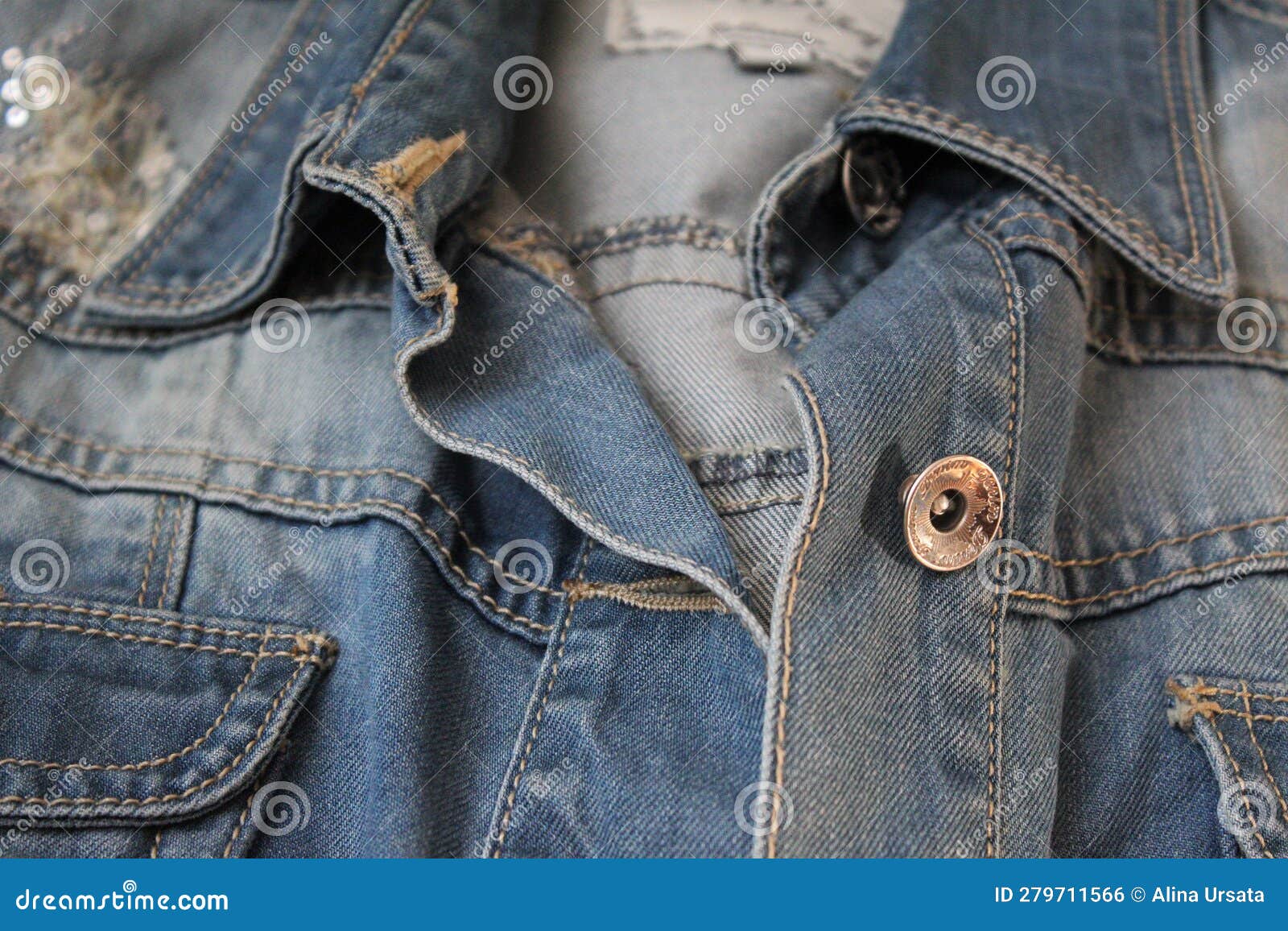 Blue denim jacket stock photo. Image of back, cotton - 279711566