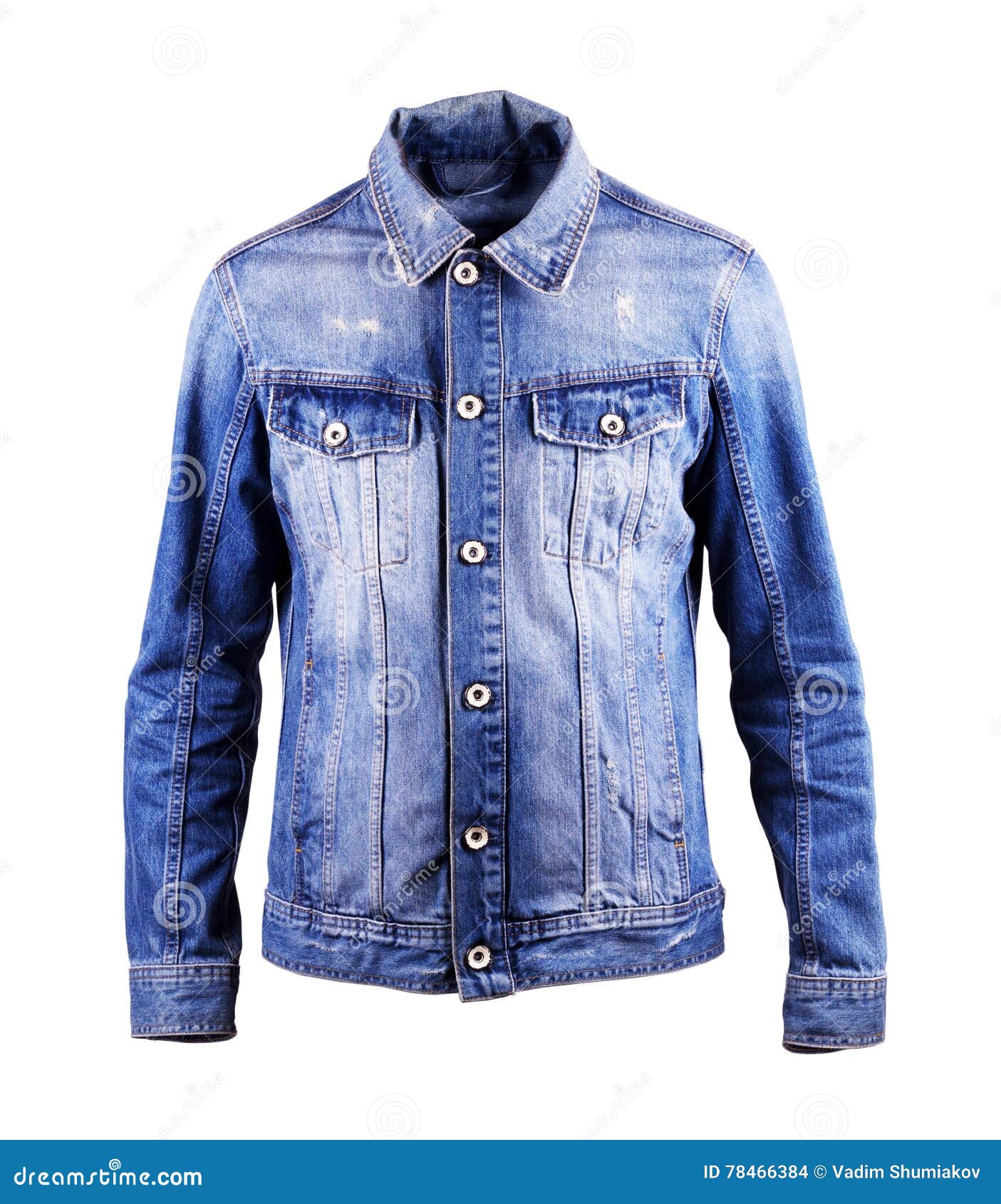 Blue Denim Jacket, Isolate on a White Background Stock Photo - Image of ...