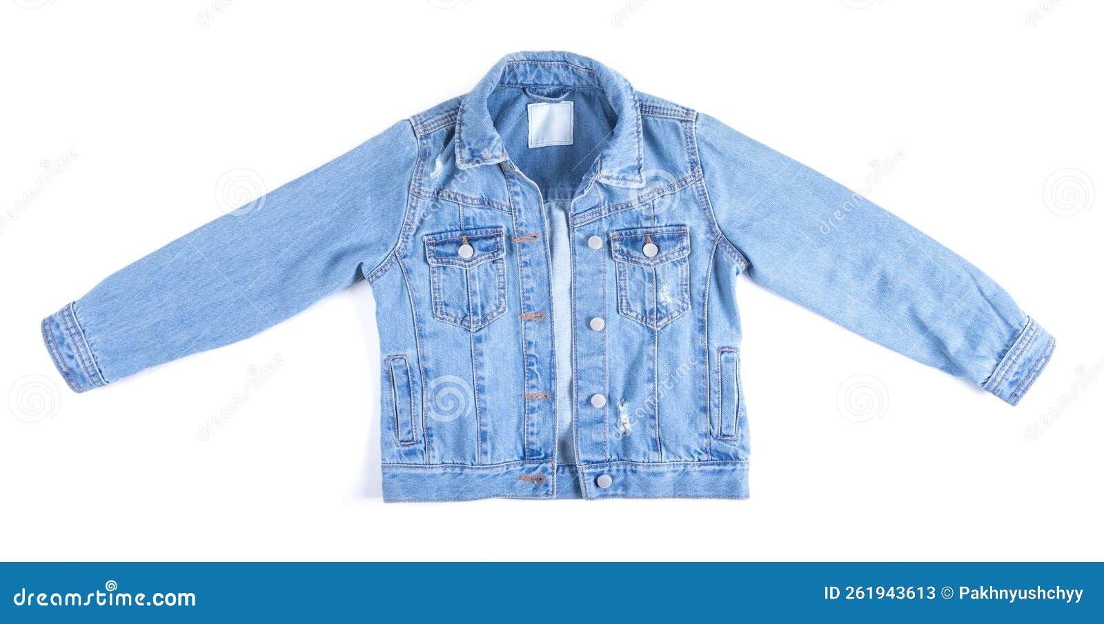 Blue denim jacket stock image. Image of casual, shot - 261943613