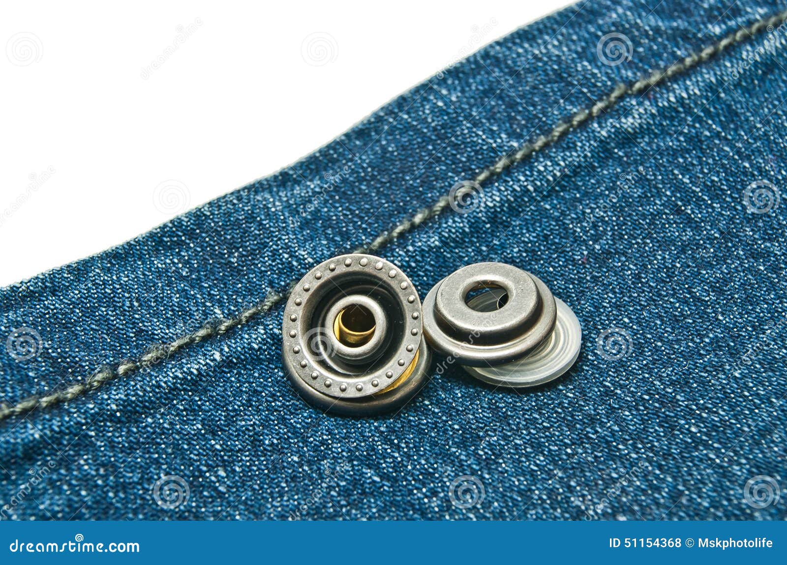 Blue Denim with Metal Buttons Stock Photo - Image of jeans, washed ...