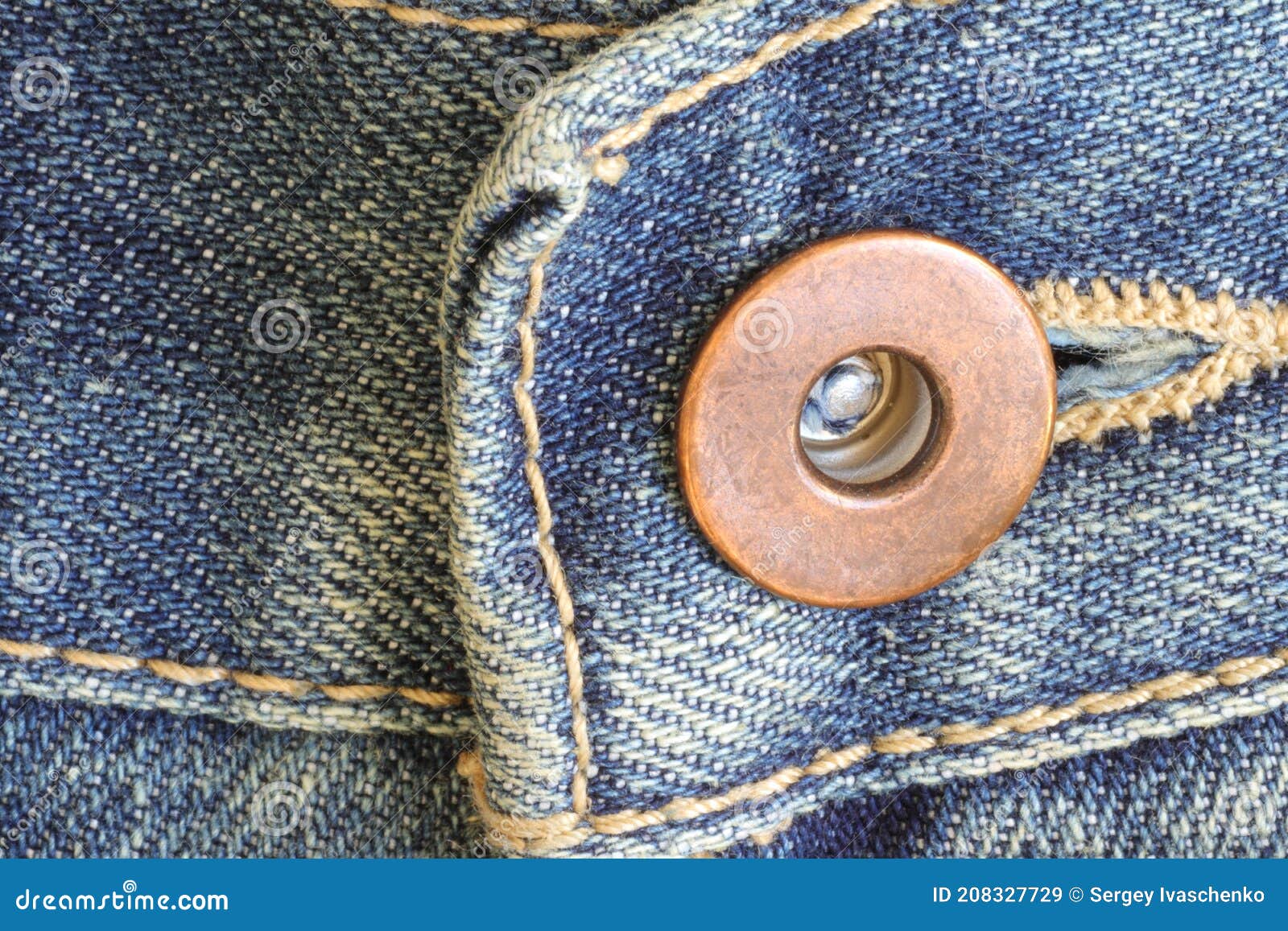 Blue Denim Texture with Button for Clothes. Stock Image - Image of ...