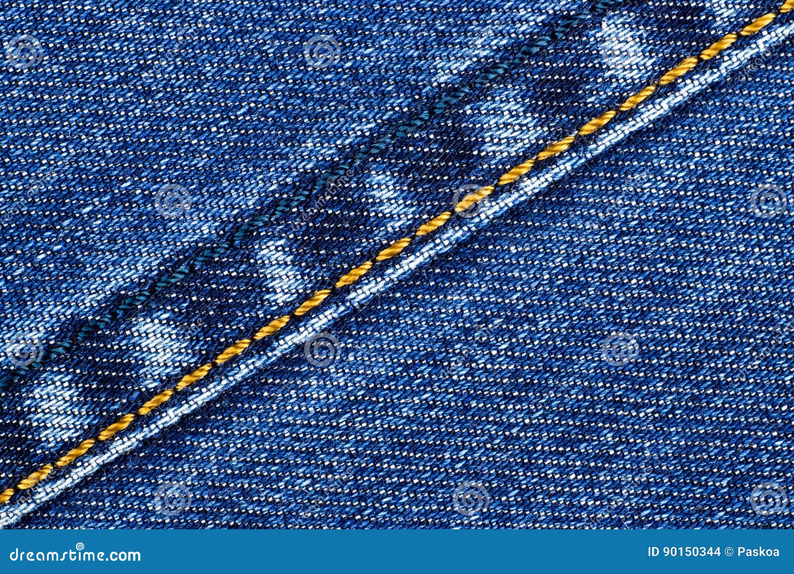 Blue Denim with Yellow Thread Stock Photo - Image of color, decor: 90150344