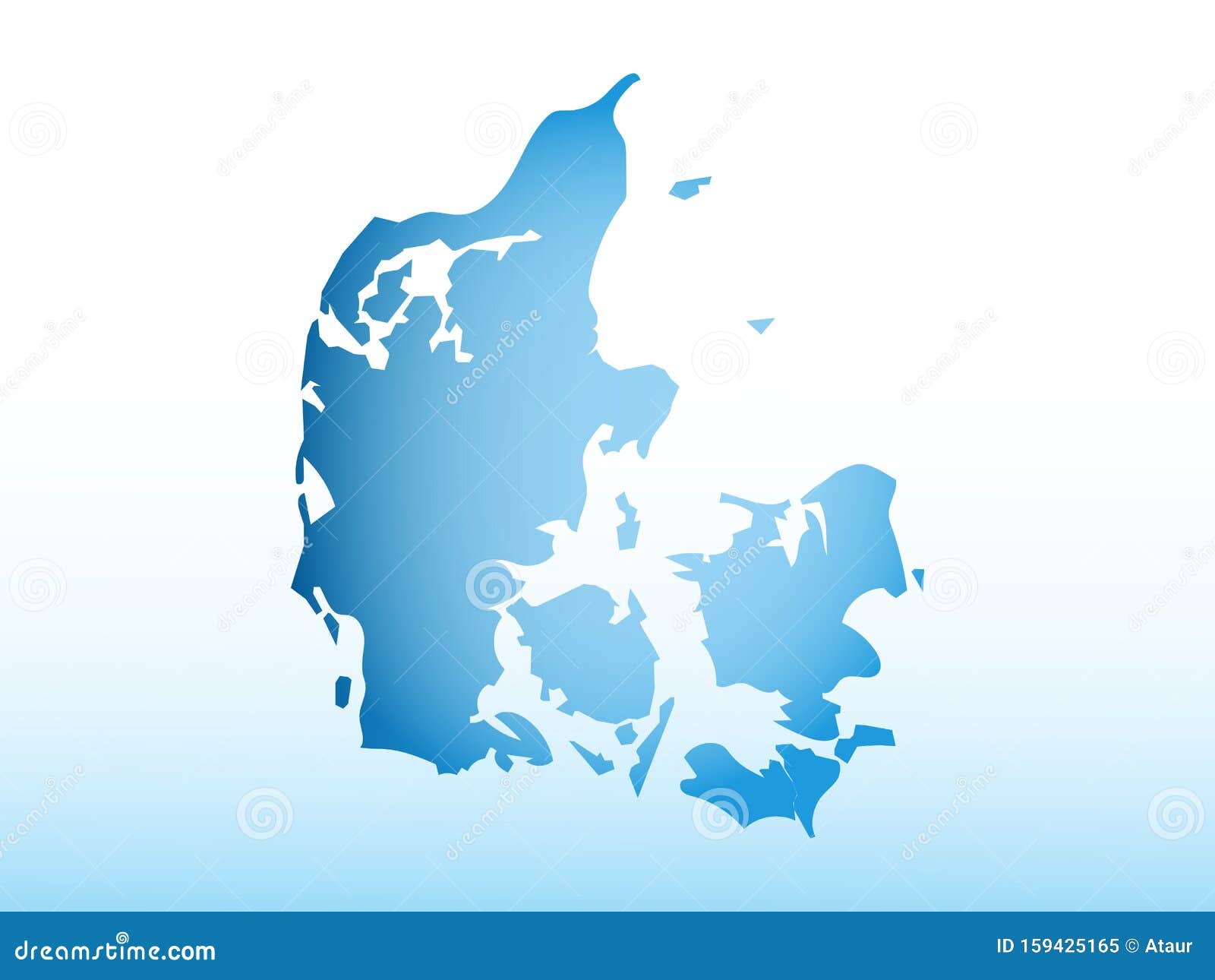 Blue Denmark Map Ice with Dark and Light Effect Vector on Light ...