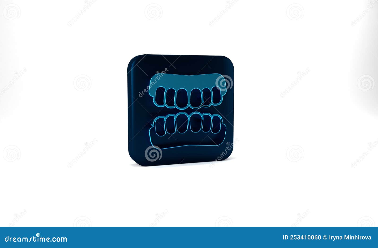 Blue Dentures Model Icon Isolated on Grey Background. Teeth of the Upper Jaw. Dental Concept ...