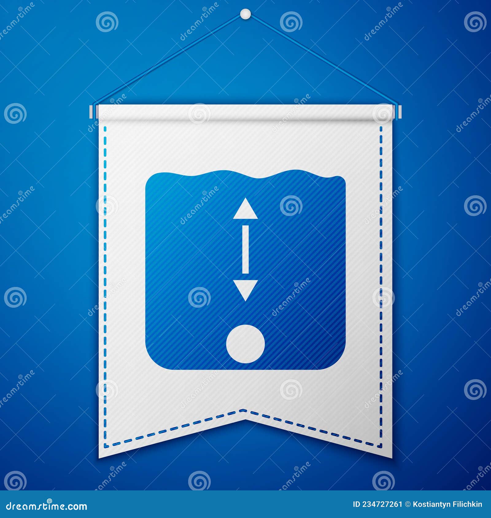 Blue Depth Measurement Icon Isolated on Blue Background. Water Depth ...