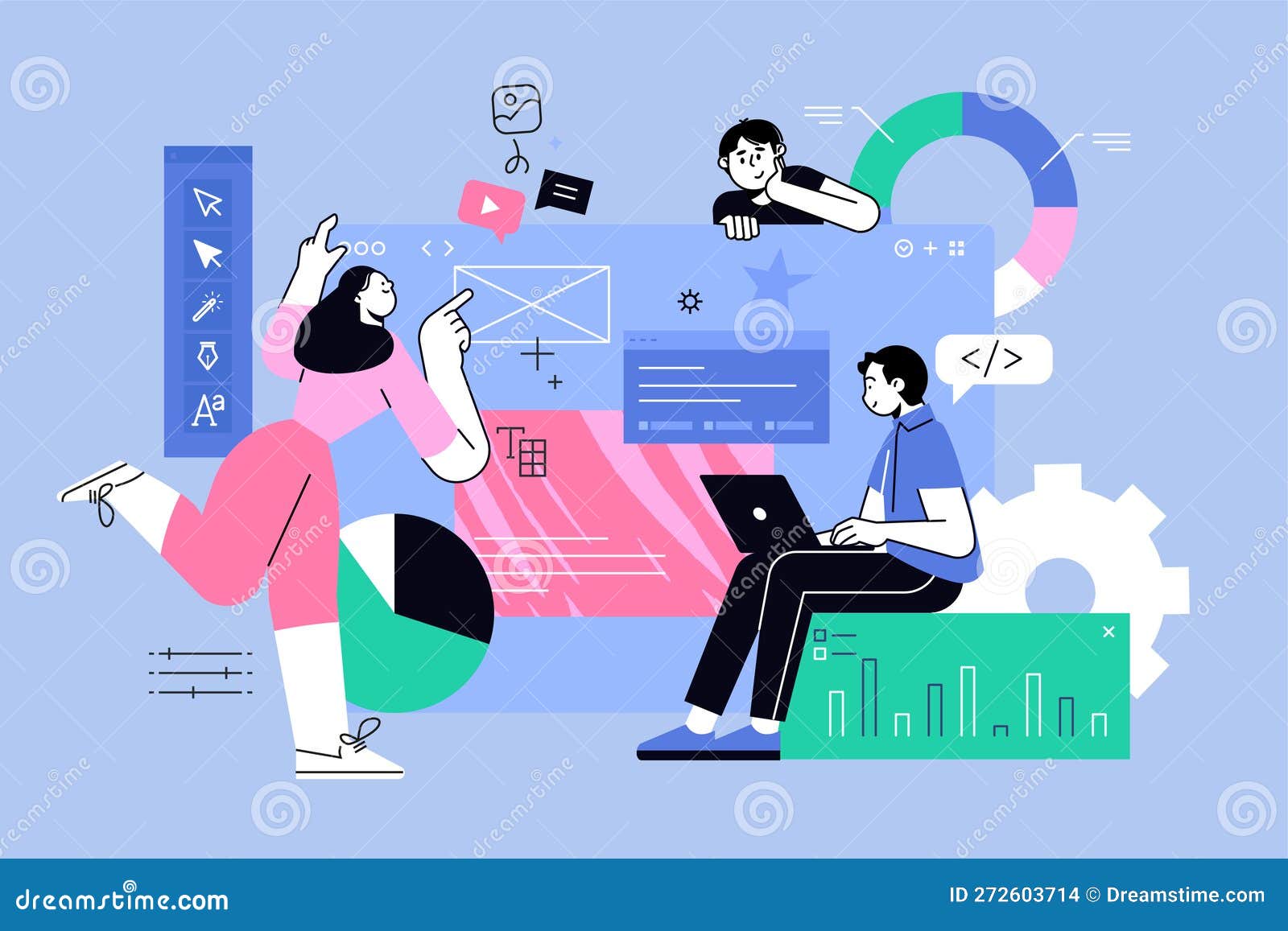 Vector Illustration of Web Design and Development, Analytics, Seo ...