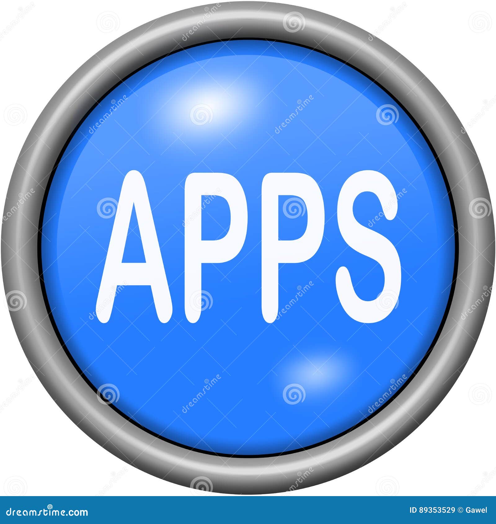 Blue Design Apps in Round 3D Button Stock Illustration - Illustration ...