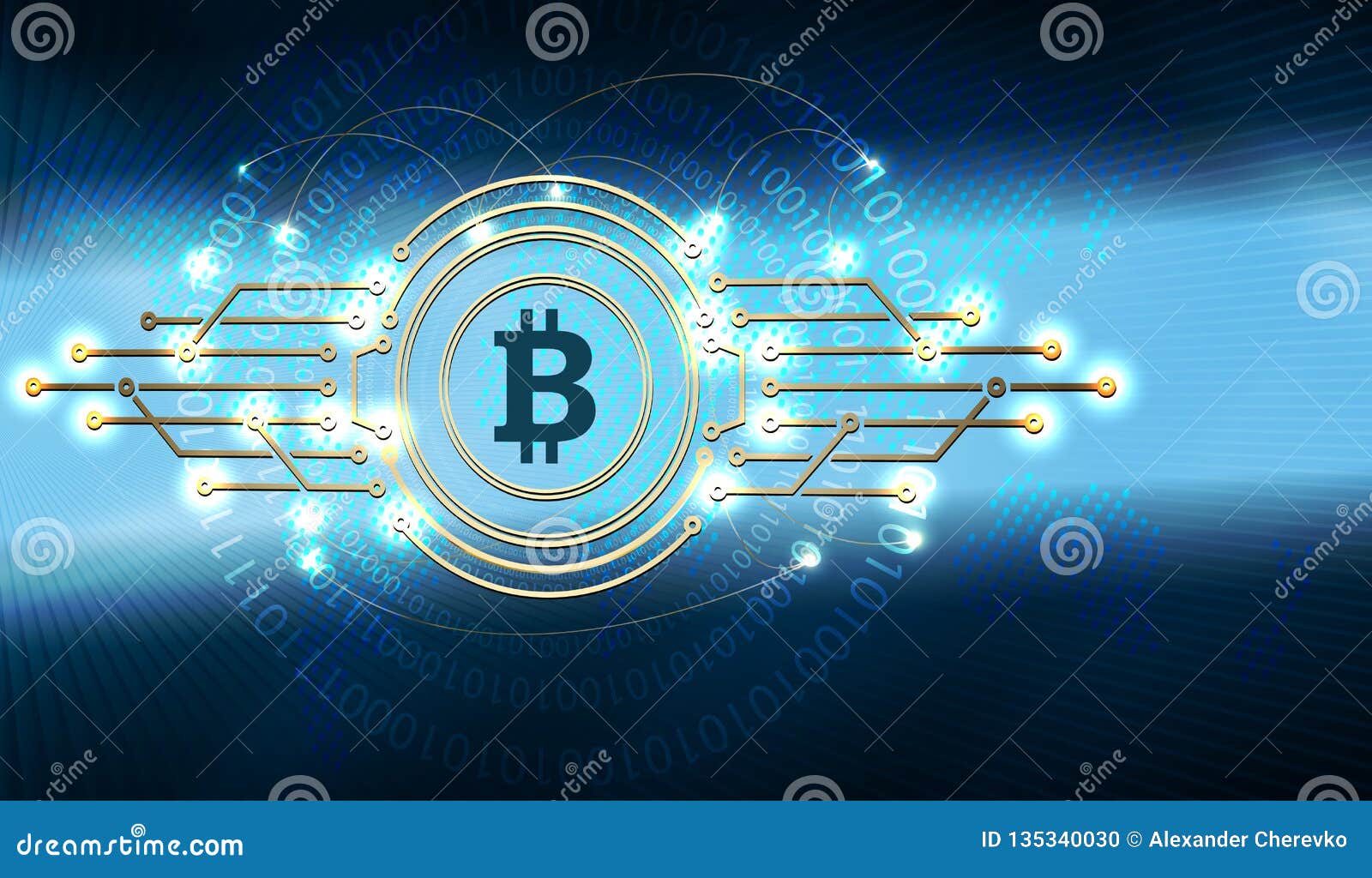 Blue Design with Bitcoin Sign with the Silhouette of the Continents and ...
