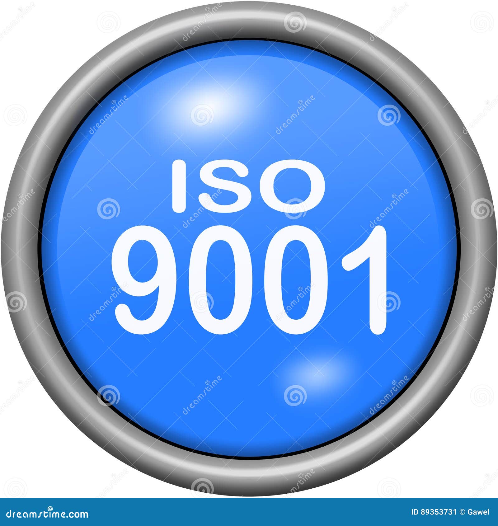 Blue Design ISO 9001 in Round 3D Button Stock Illustration ...