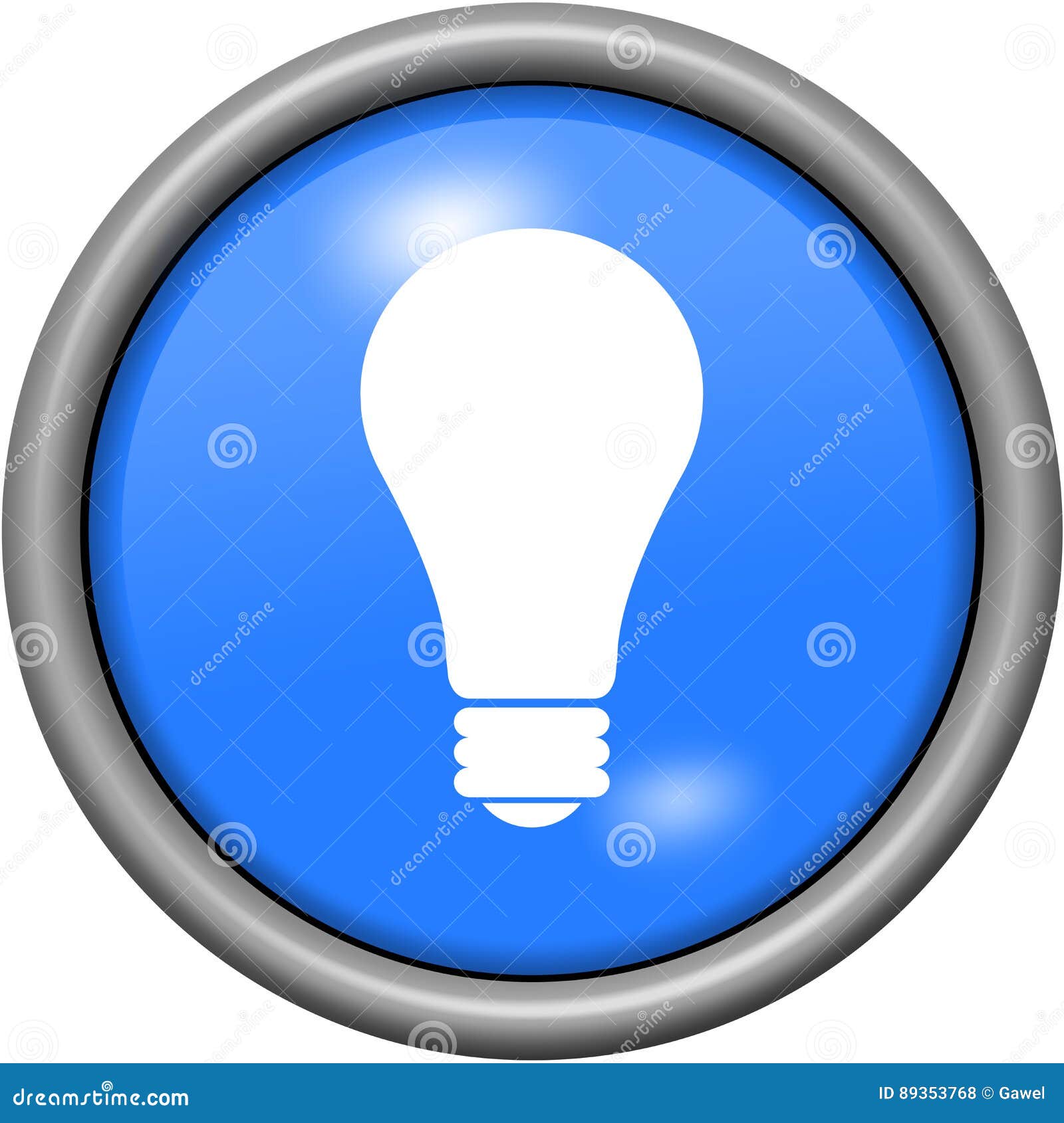 Blue Design Light Bulb in Round 3D Button Stock Illustration ...
