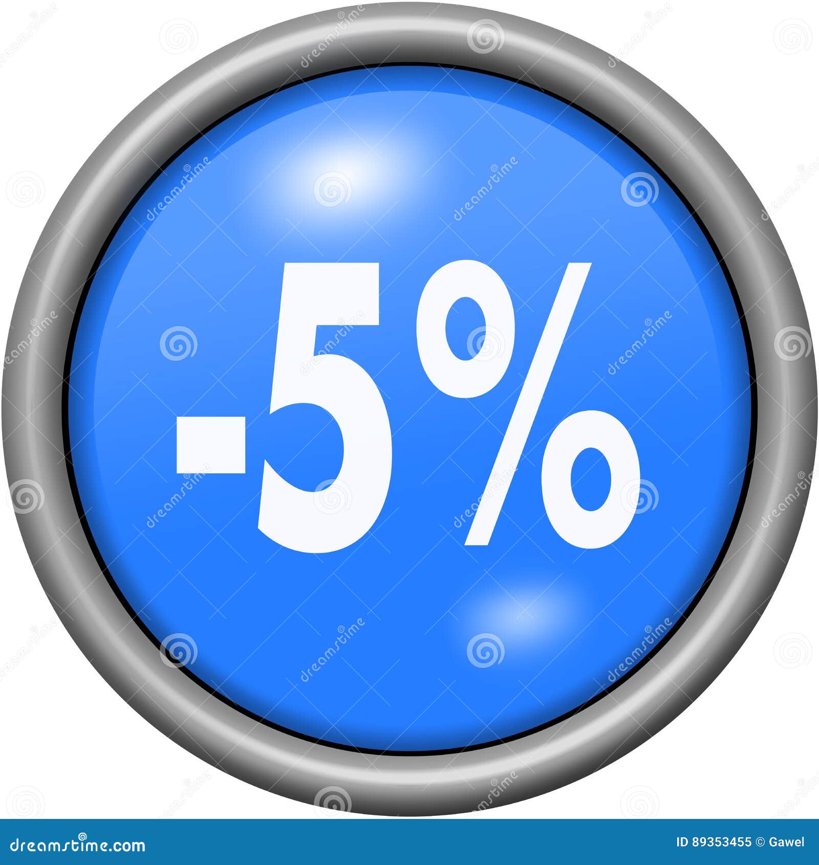 Blue Design 5 Percent in Round 3D Button Stock Illustration ...