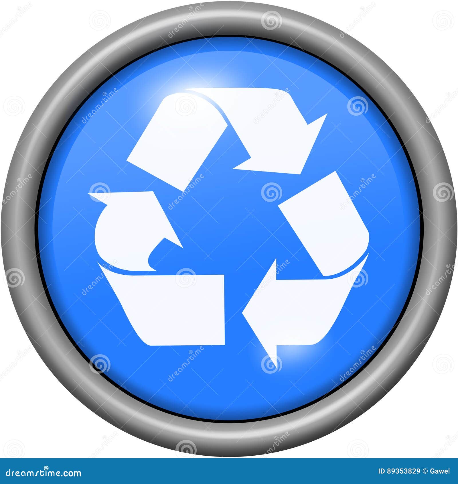 Blue Design Recycling in Round 3D Button Stock Illustration ...