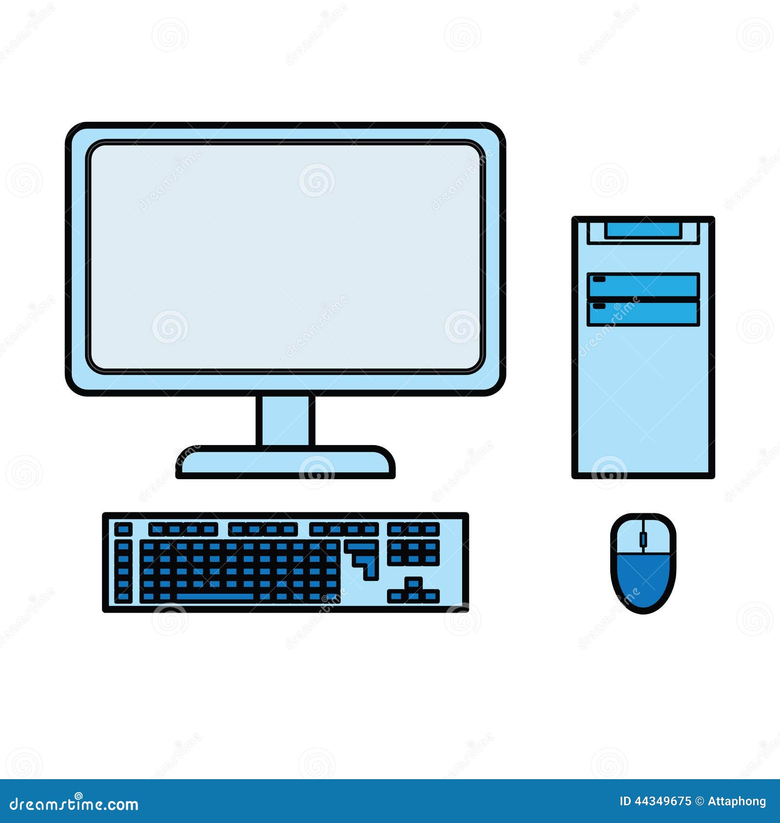 Blue Desktop Computer Vector Stock Vector - Illustration of element ...