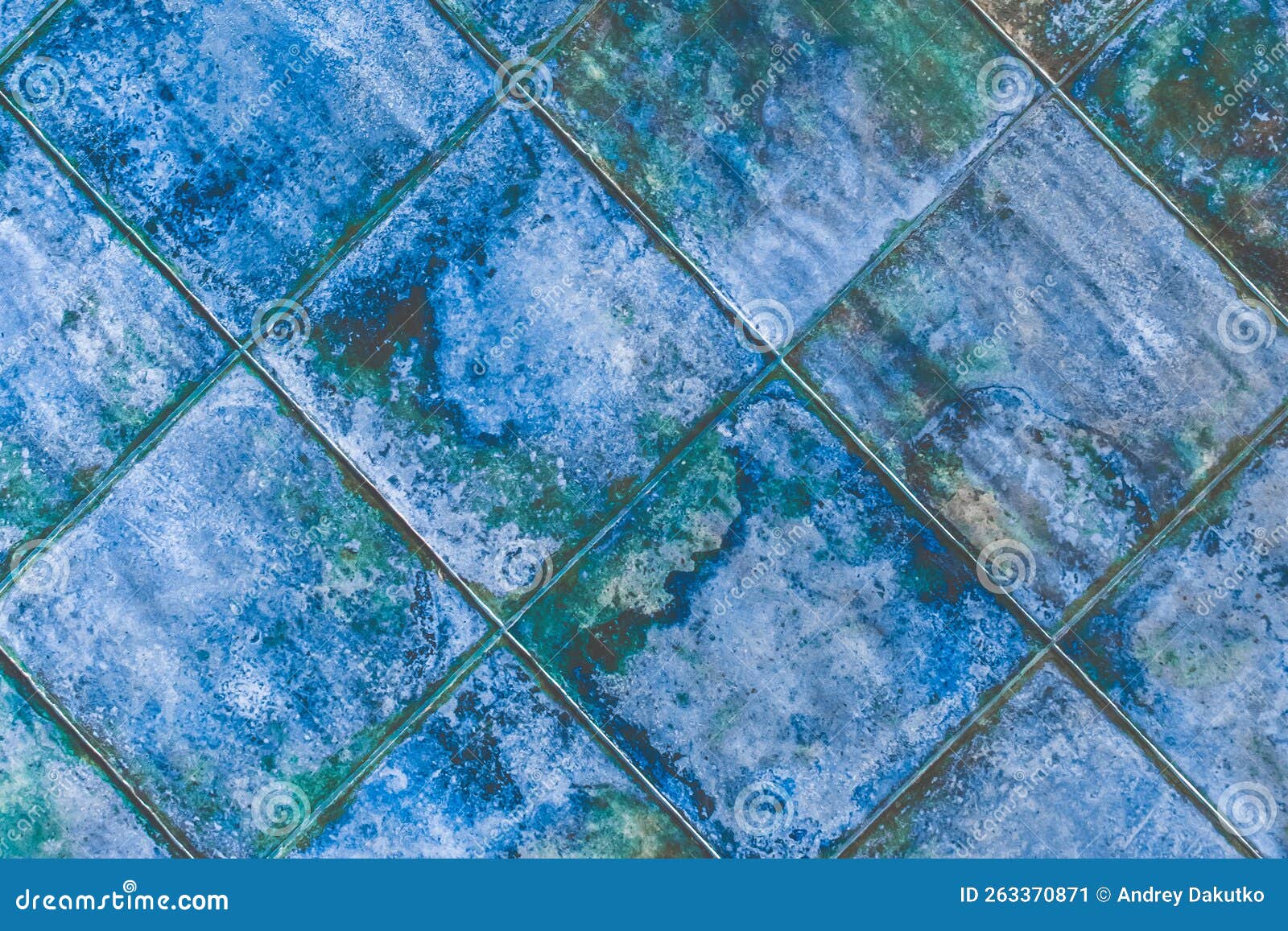 Blue Diagonal Square Ceramic Floor Tiles with Abstract Pattern, Mosaic ...