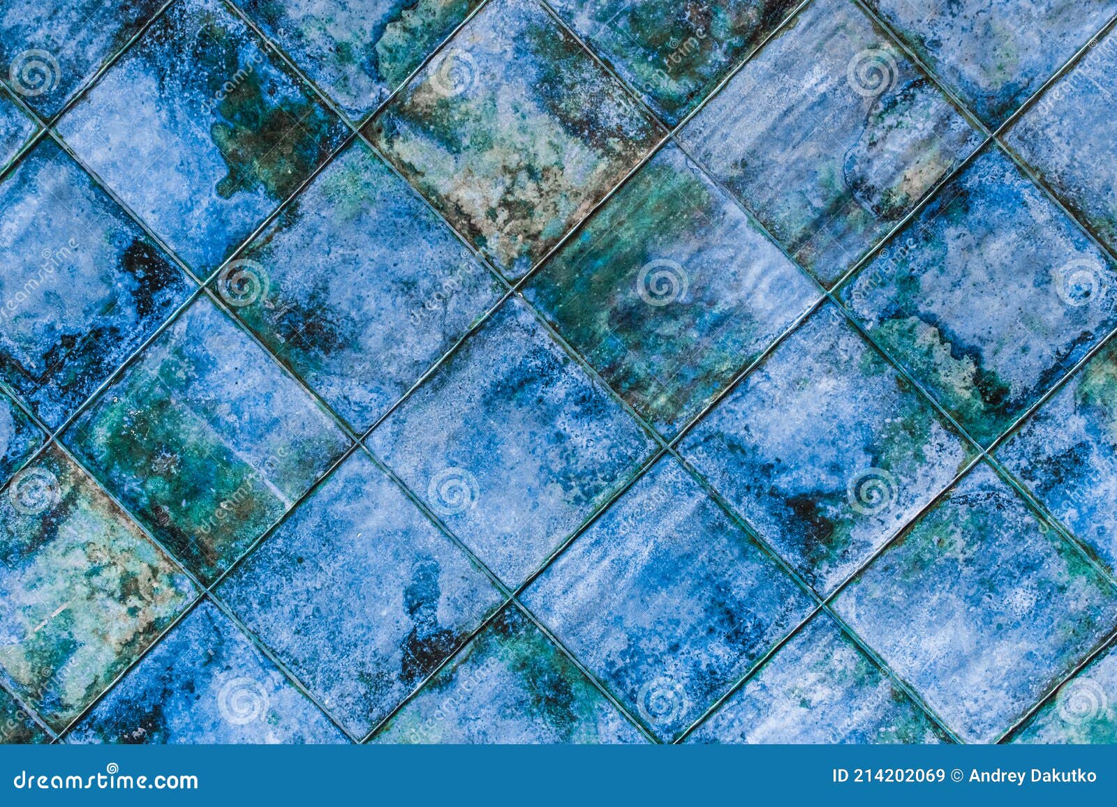 Blue Diagonal Square Ceramic Floor Tiles with Abstract Pattern, Mosaic ...