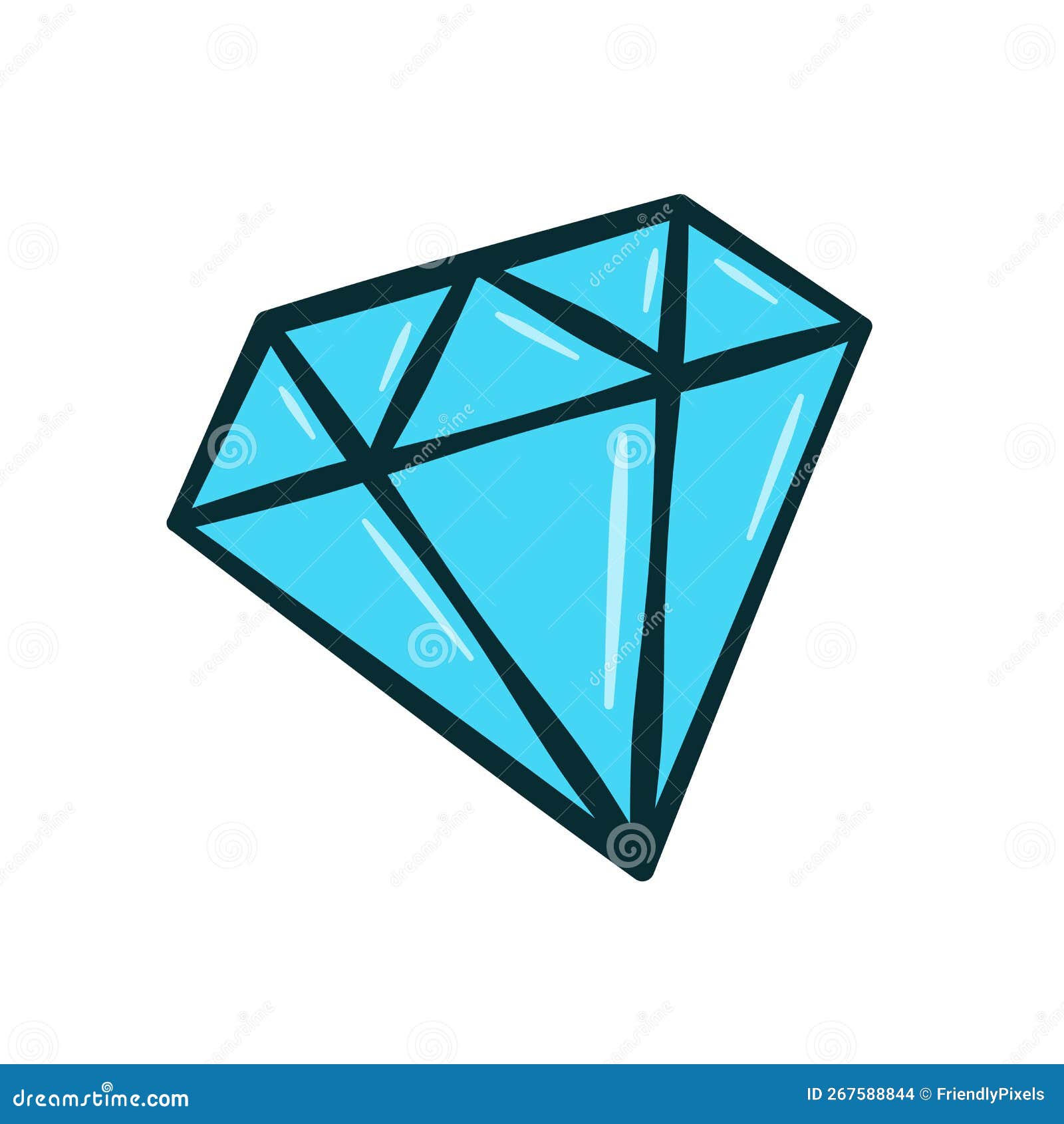 DIAMOND CARTOON WITH BLACK THICK BORDER AND PURPLE TONED COLORS Royalty ...