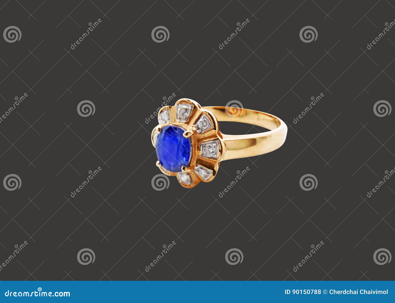 Blue Diamond Gold Ring with Clipping Path Stock Photo - Image of luxury ...