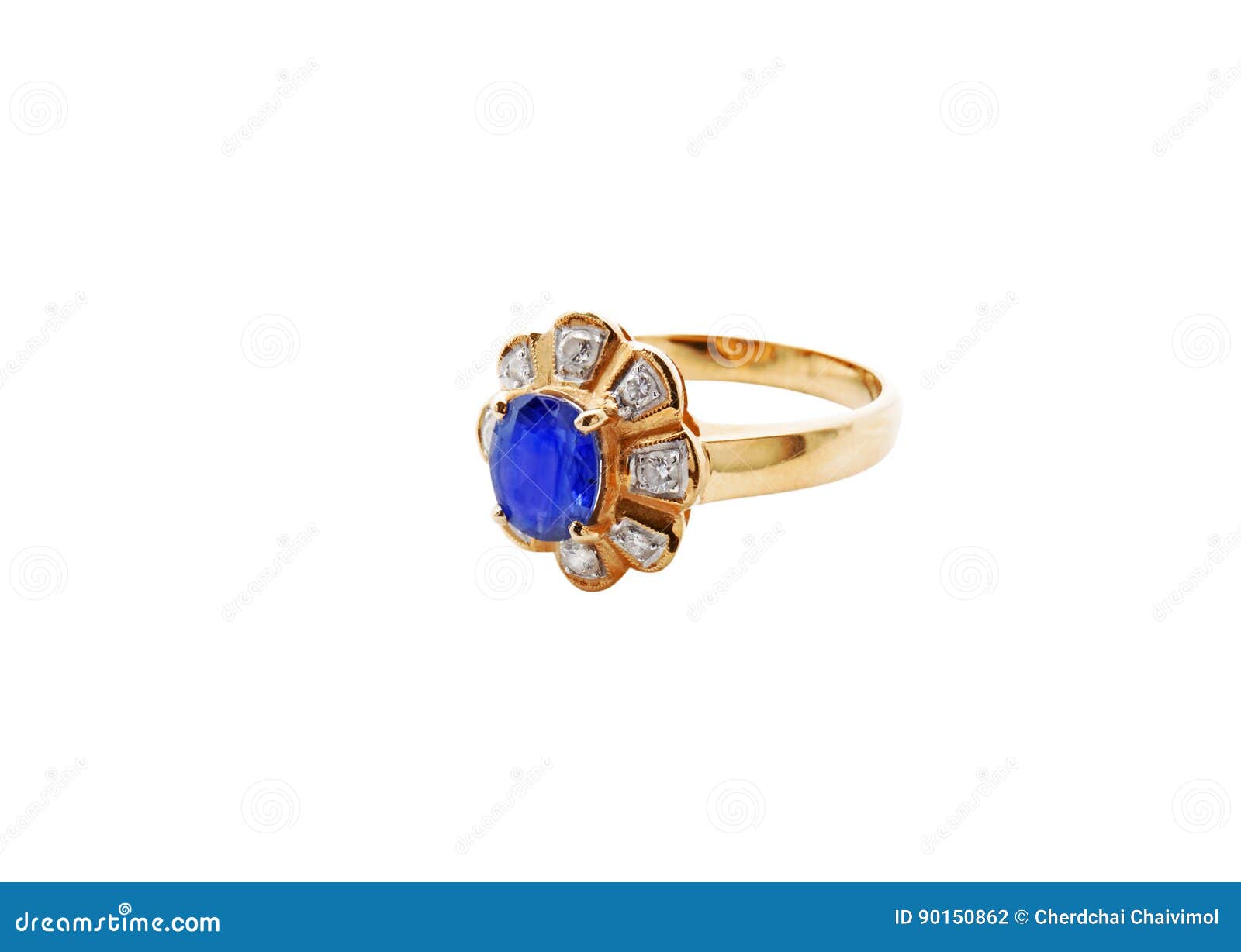 Blue Diamond Gold Ring with Clipping Path Stock Photo - Image of object ...