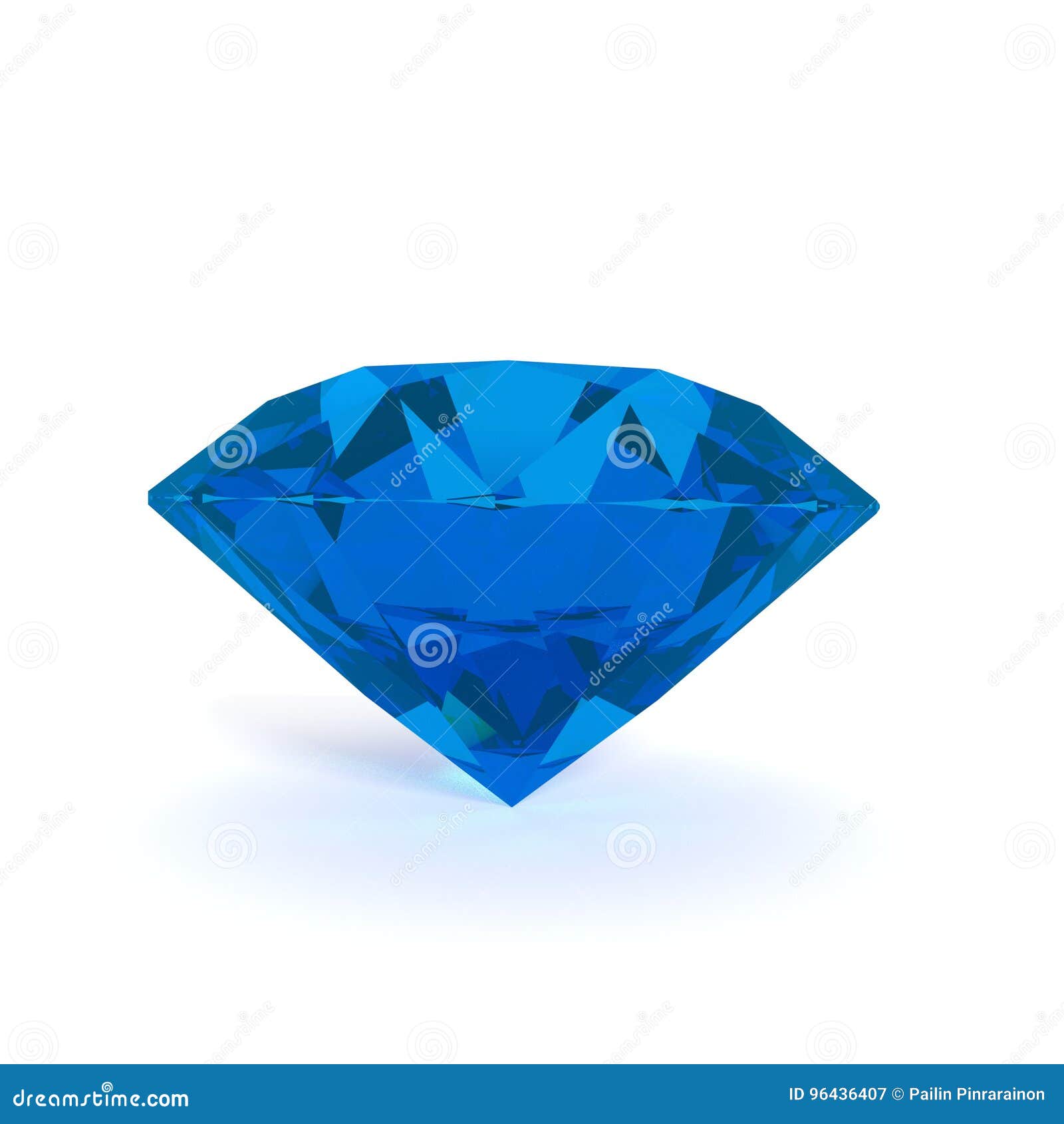 Blue Diamond on Isolated White in 3D Rendering Stock Illustration ...