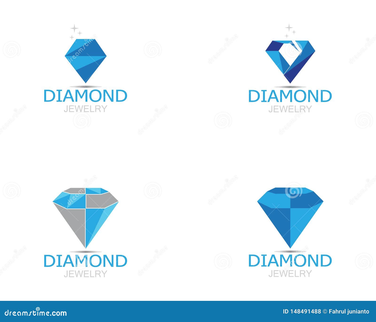 Blue Diamond Jewelry Logo Vector Stock Vector - Illustration of shiny ...