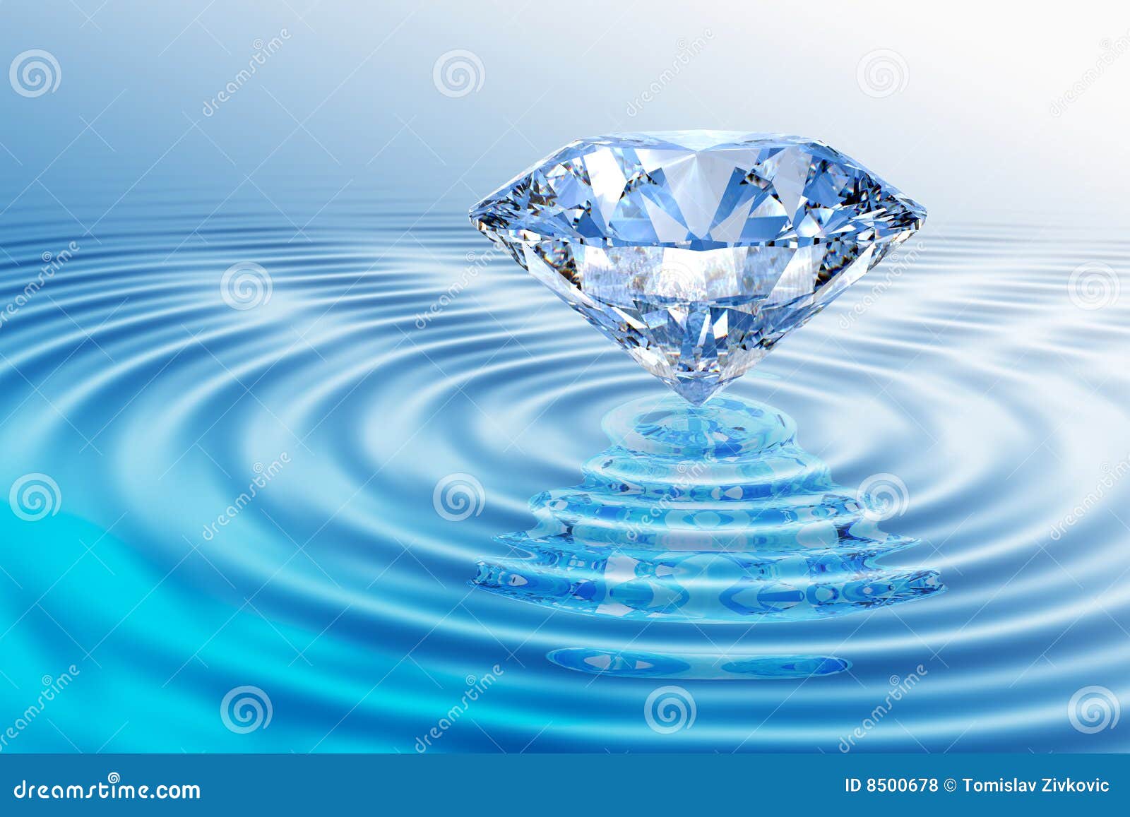 Blue Diamond with Reflection Stock Illustration - Illustration of pink ...