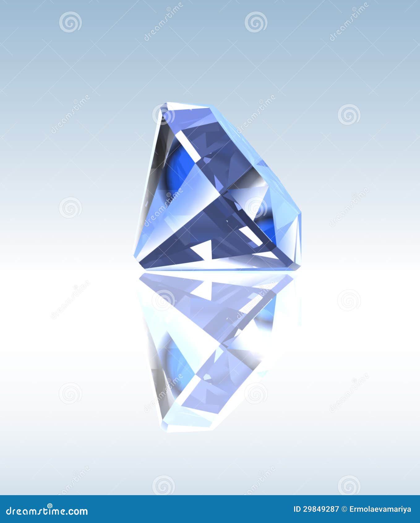 Blue Diamond with Reflection. Vector Stock Vector - Illustration of ...