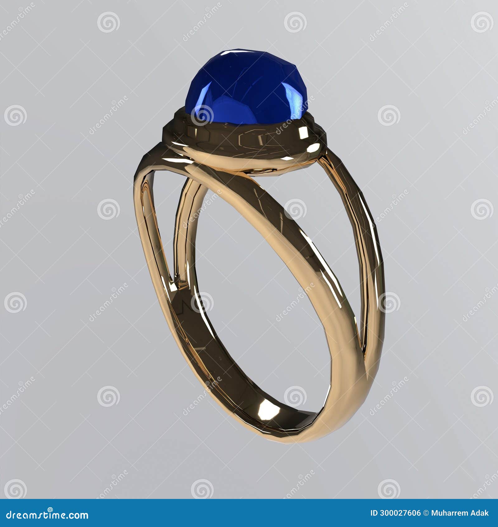 Blue Diamond Ring Isolated on White Background Stock Illustration ...