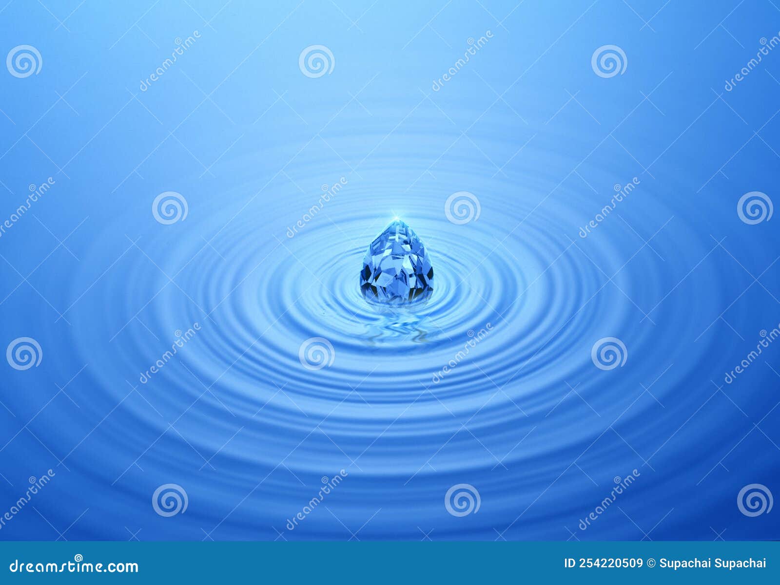 Blue Diamond on Rippled Water with Reflection Stock Image - Image of ...