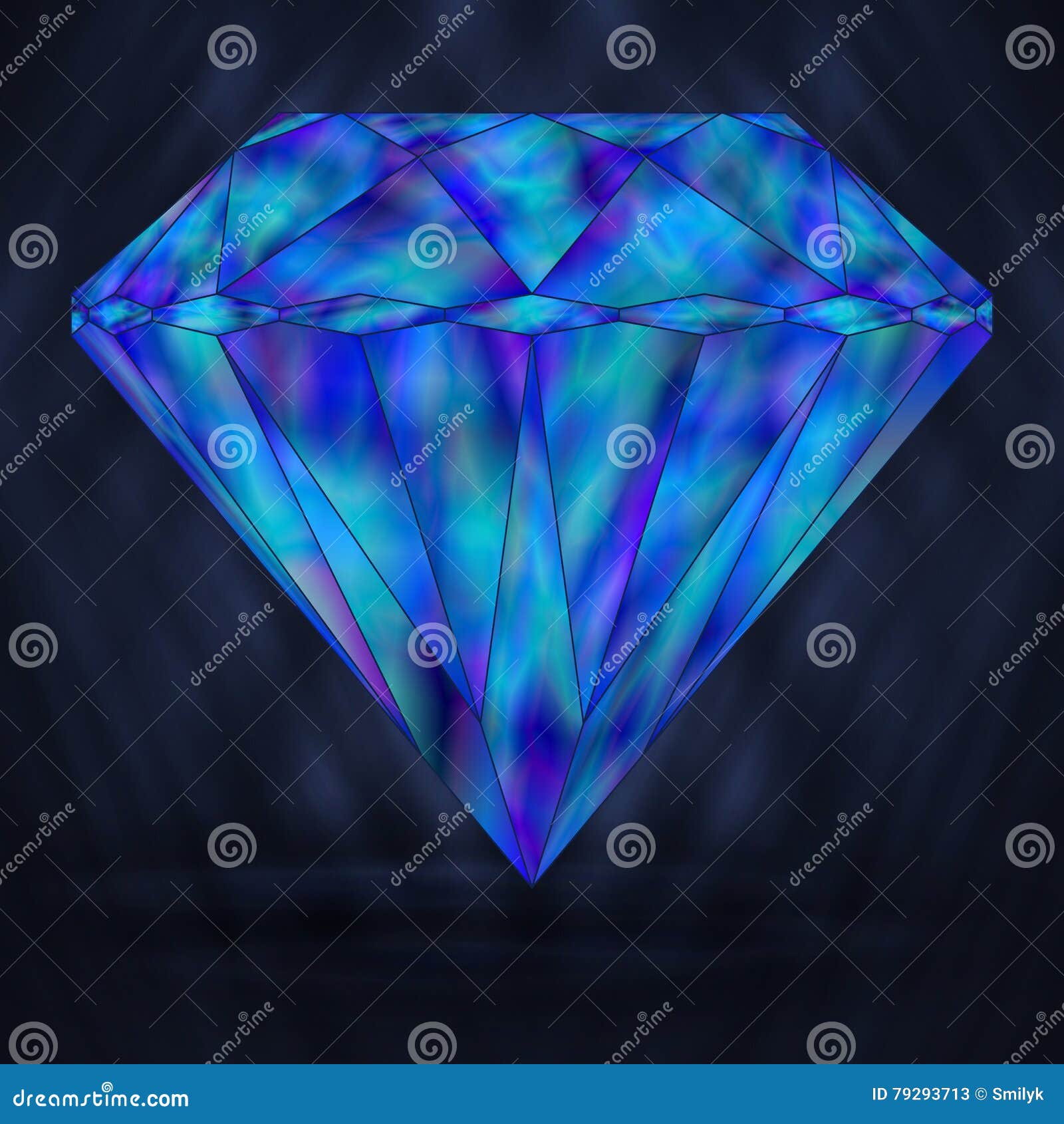 Blue Diamond Stylized Marine Crystal. Stock Vector - Illustration of ...