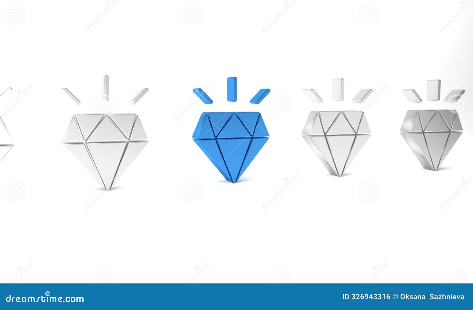 Blue Diamond Teeth Icon Isolated on White Background. Minimalism ...