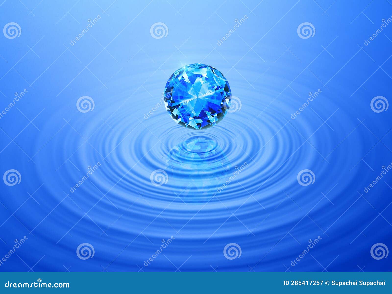 Blue Diamonds on Rippled Water with Reflection Stock Illustration ...