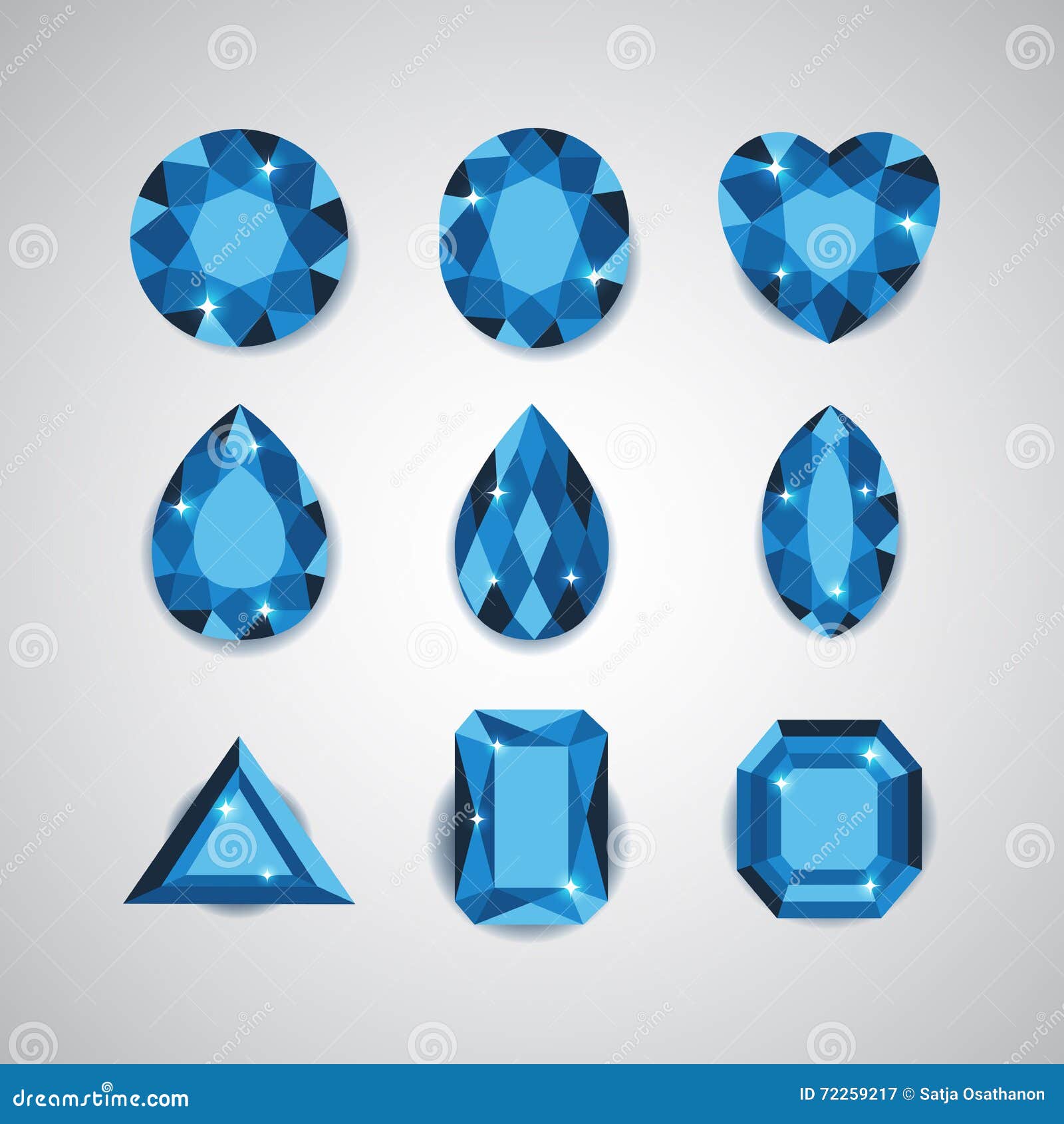 Blue Diamonds and Ruby Vector Icons Stock Vector - Illustration of blue ...