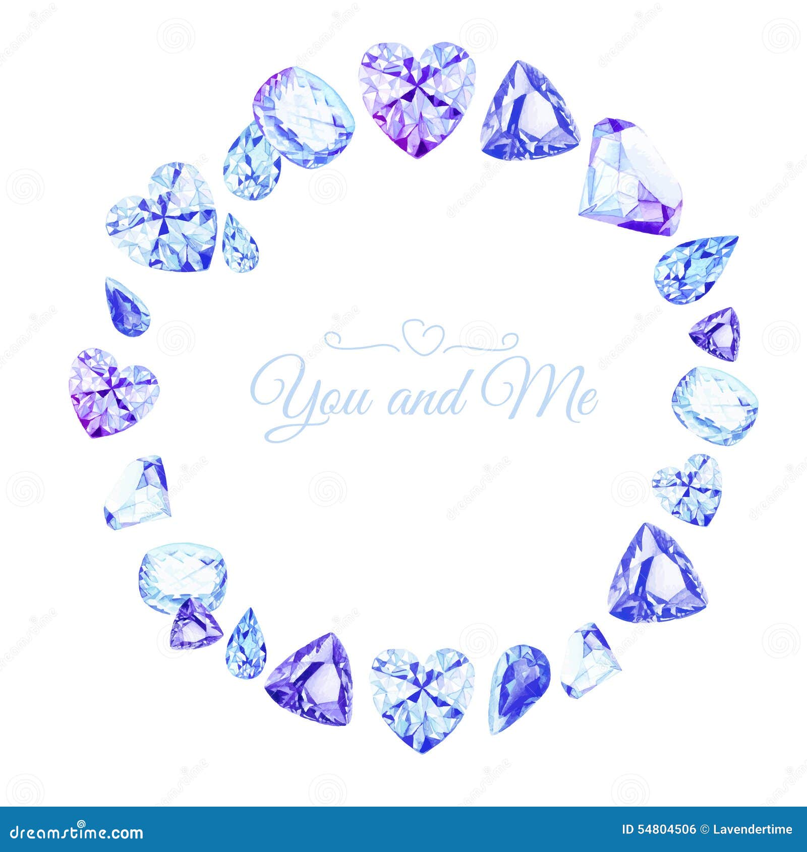 Blue Diamonds Watercolor Round Vector Design Frame Stock Vector ...