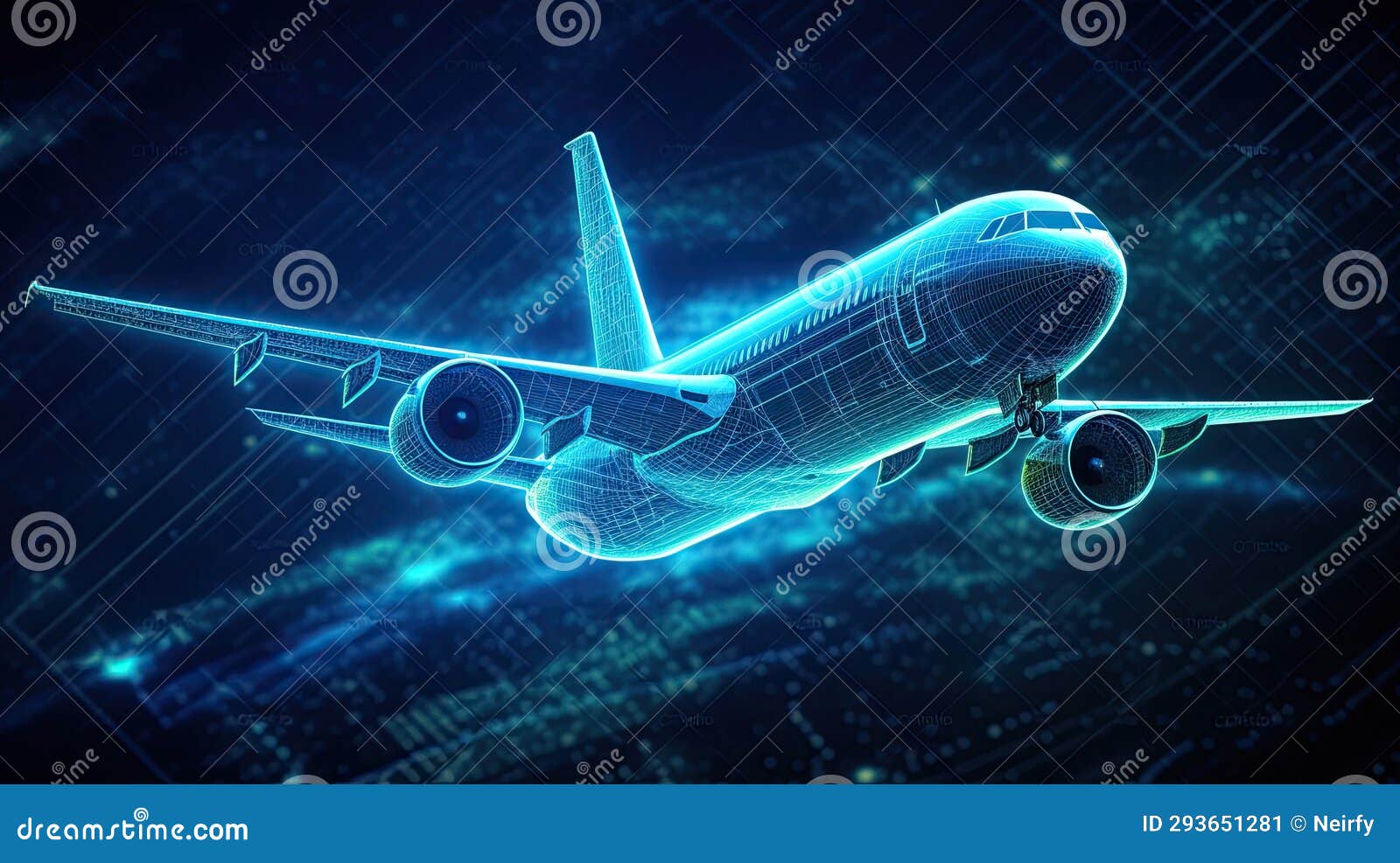 Blue digital airplane data stock illustration. Illustration of industry ...